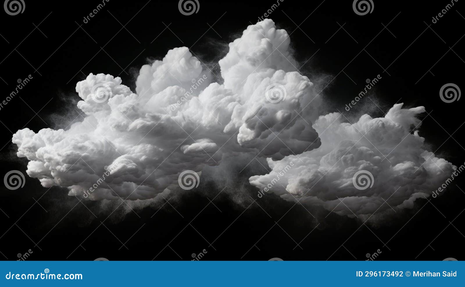 Realistic Cloud Formation Isolated on Black Background, AI Generative ...
