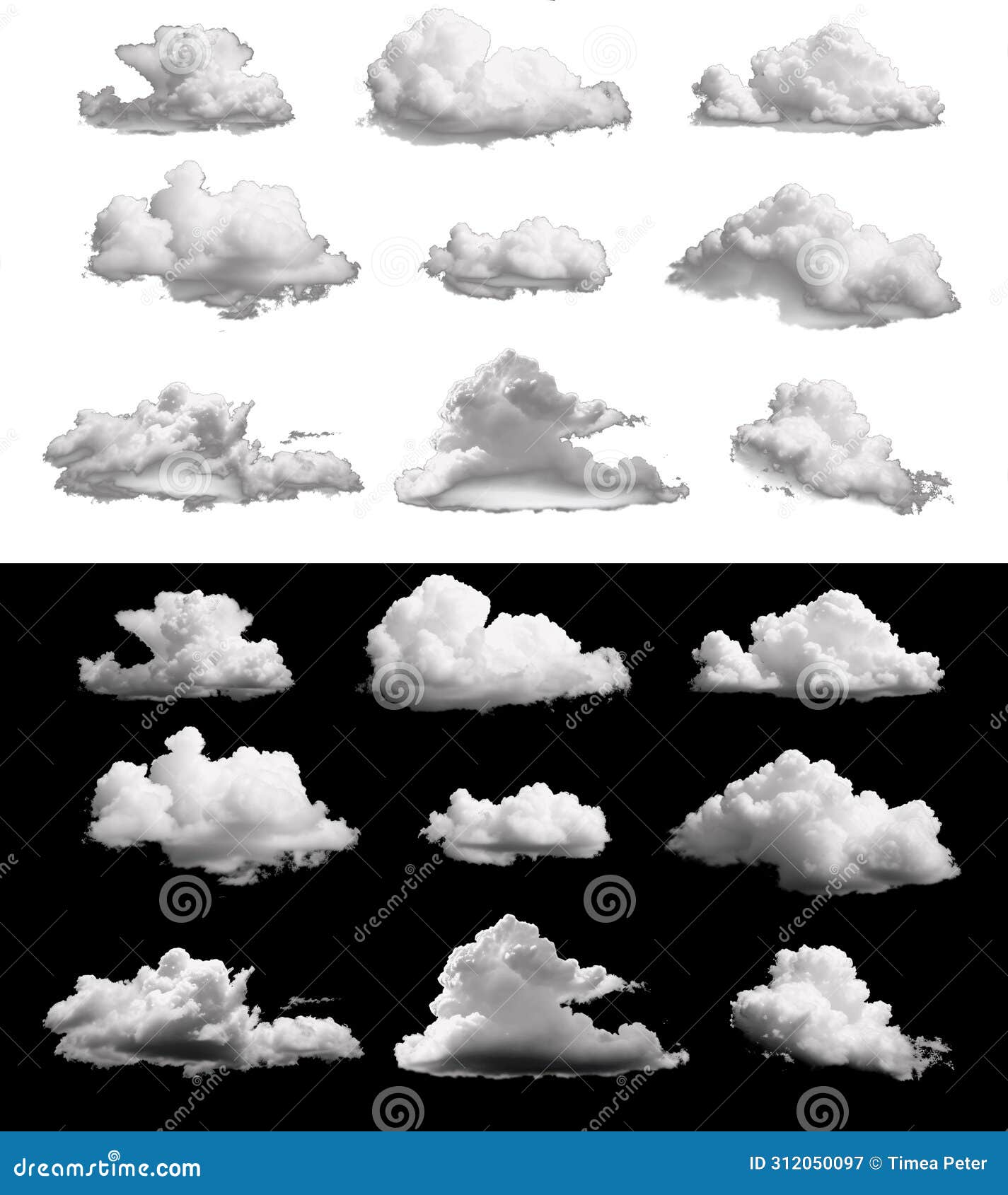 Realistic Cloud Formations Isolated on Transparent Background Stock ...
