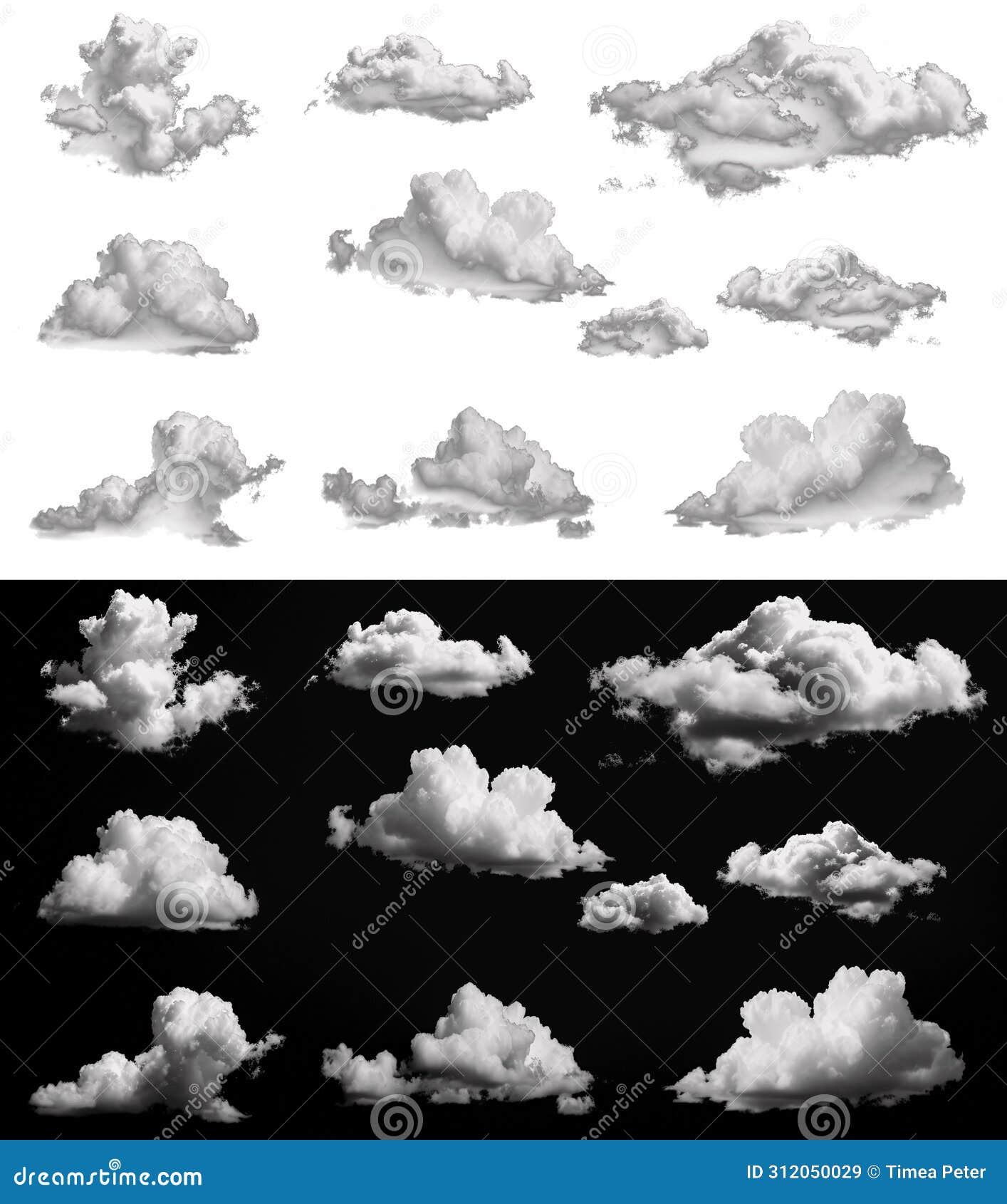 Realistic Cloud Formations Isolated on Transparent Background Stock ...