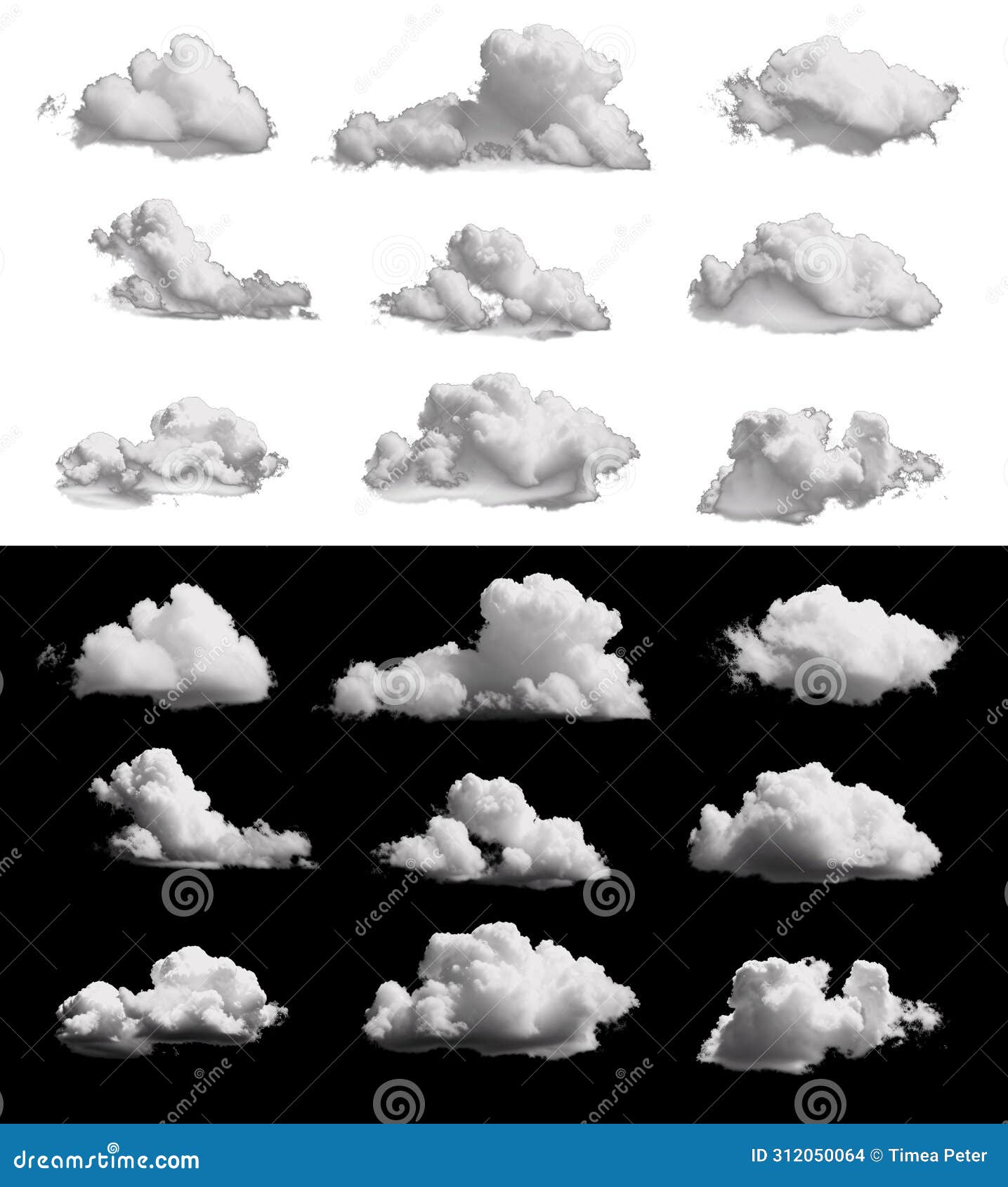 Realistic Cloud Formations Isolated on Transparent Background Stock ...