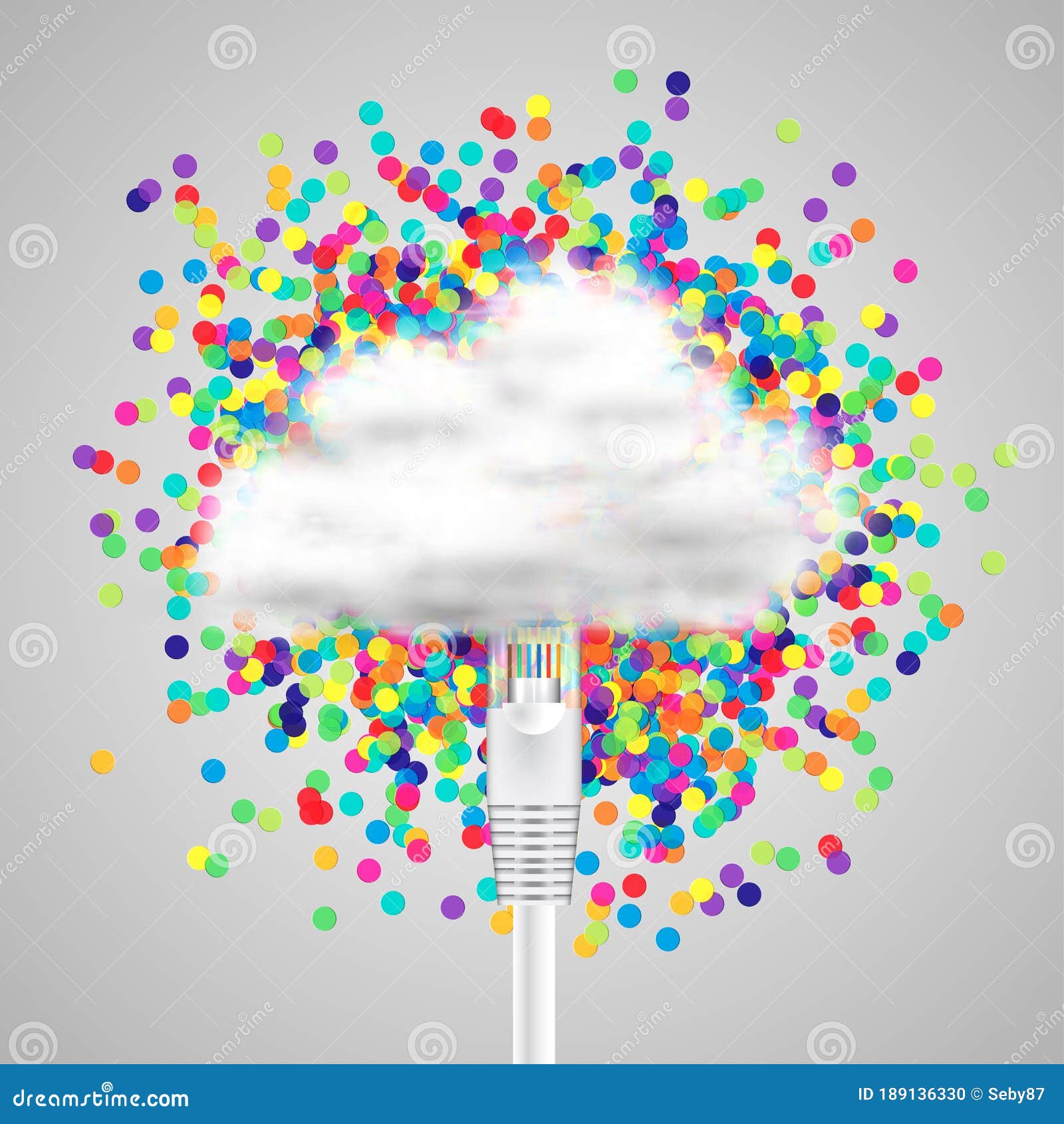 Realistic Cloud Icon Connected, Vector Illustration Stock Vector ...