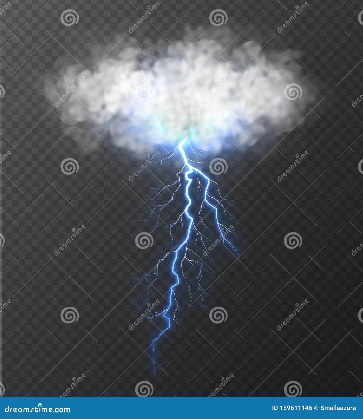 Realistic Cloud with Thunderbolt Isolated on Transparent Background ...