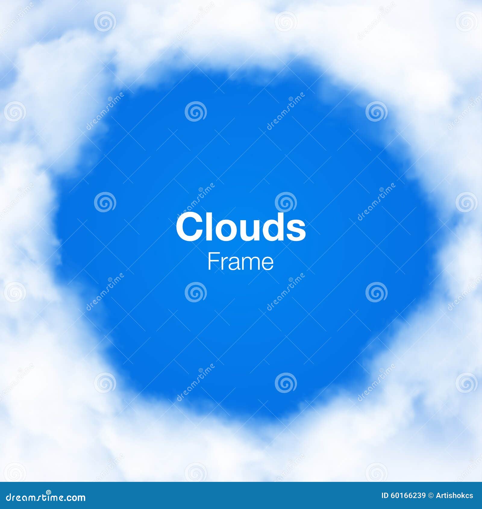 Realistic Clouds Circle Frame on Blue Sky. Stock Vector - Illustration ...