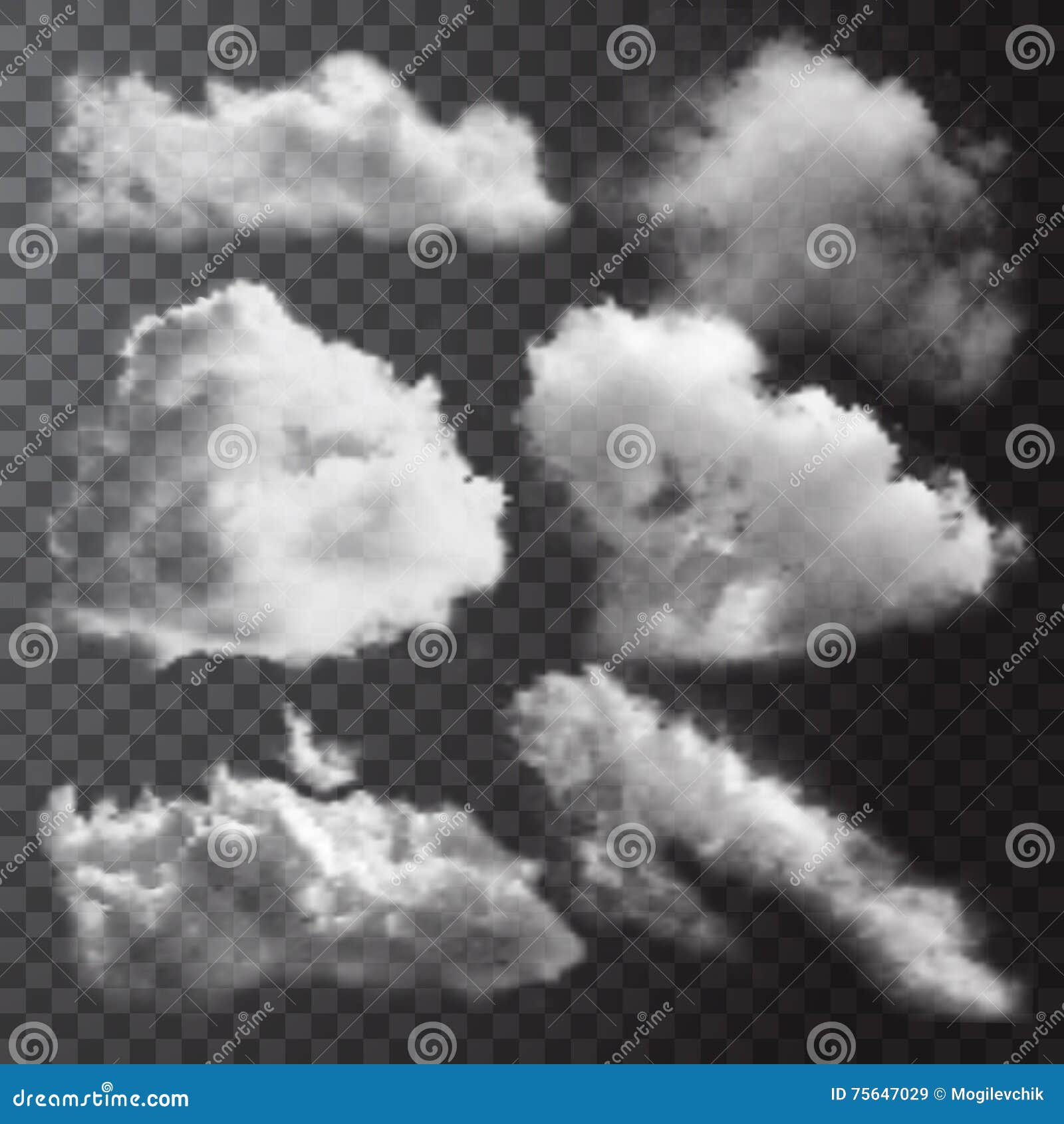 Realistic Clouds Icon Set stock vector. Illustration of bright - 75647029