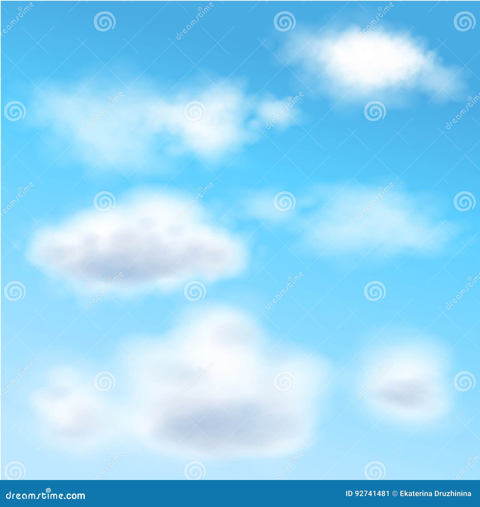 Realistic Clouds in the Sky Stock Vector - Illustration of fluffy ...
