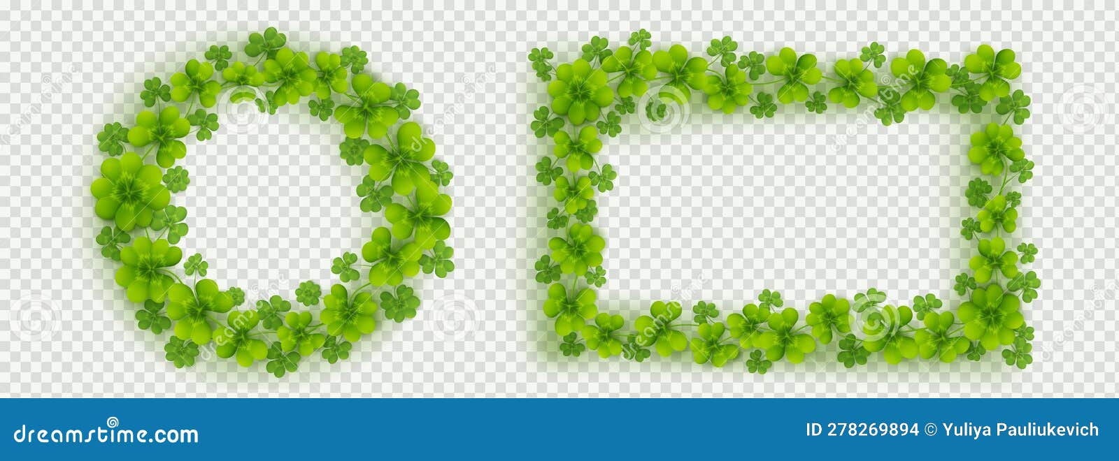 Realistic Clover Frames Set on Transparent Stock Vector - Illustration ...