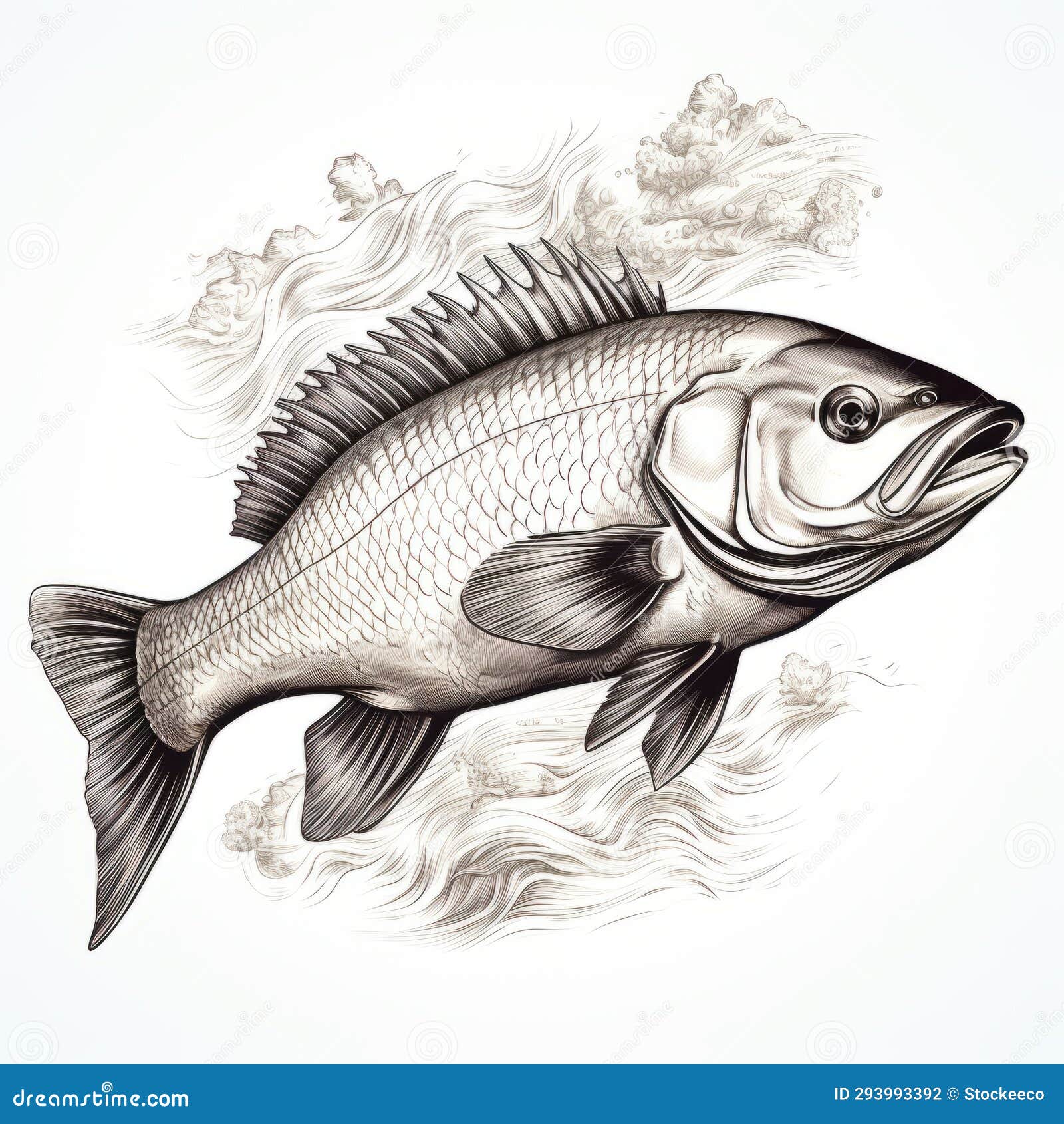 Hyperrealistic Illustration of a Large Fish in Smokey Background Stock ...