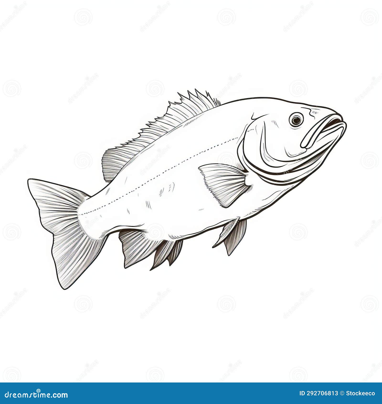 Crisp Outlines: Stunning 8k Bass Fish Illustration in Provia Style ...