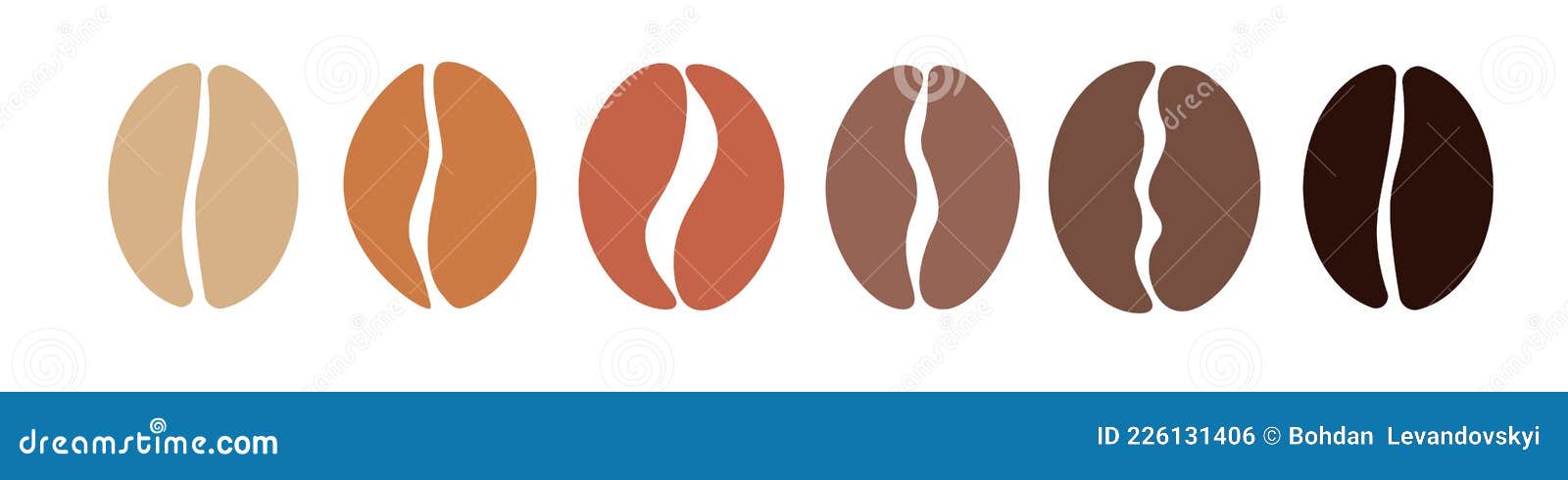 Realistic Coffee Beans on Various Stages of Roasting Stock Vector ...