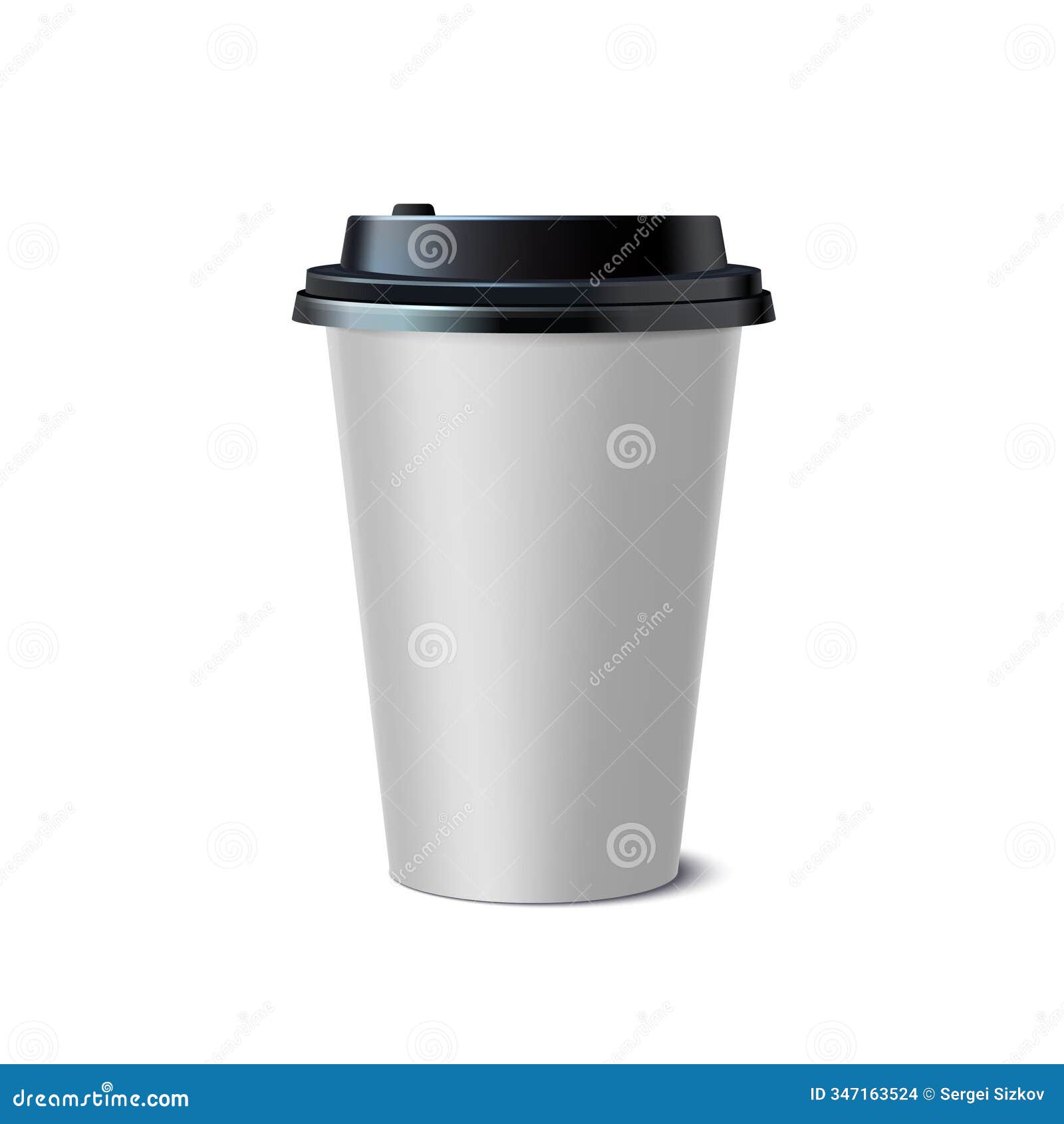 Realistic Coffee Paper Cup Mockup on White Background. Vector Stock ...