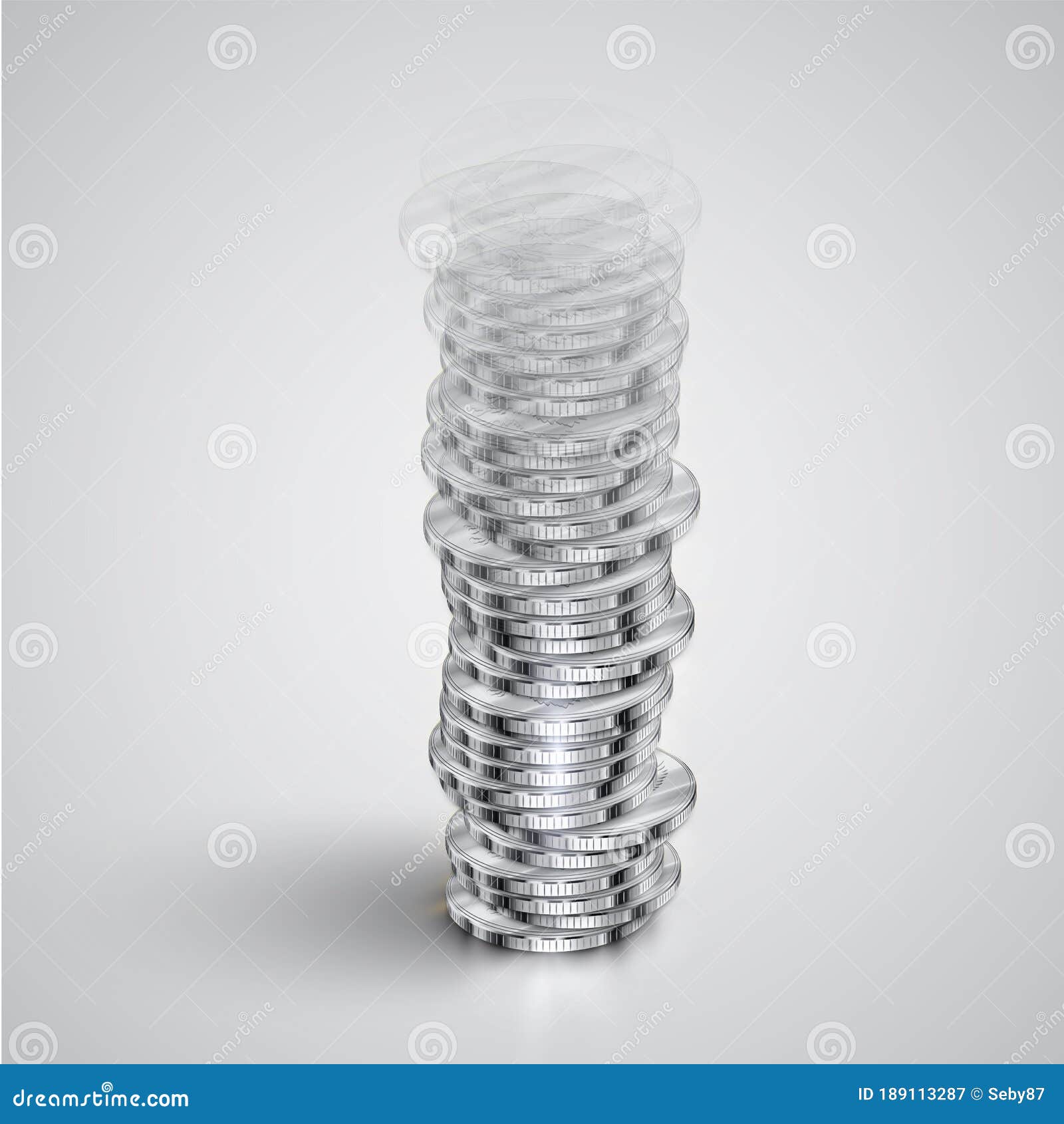 Realistic Coin Tower Fades Away, Vector Illustration Stock Vector ...