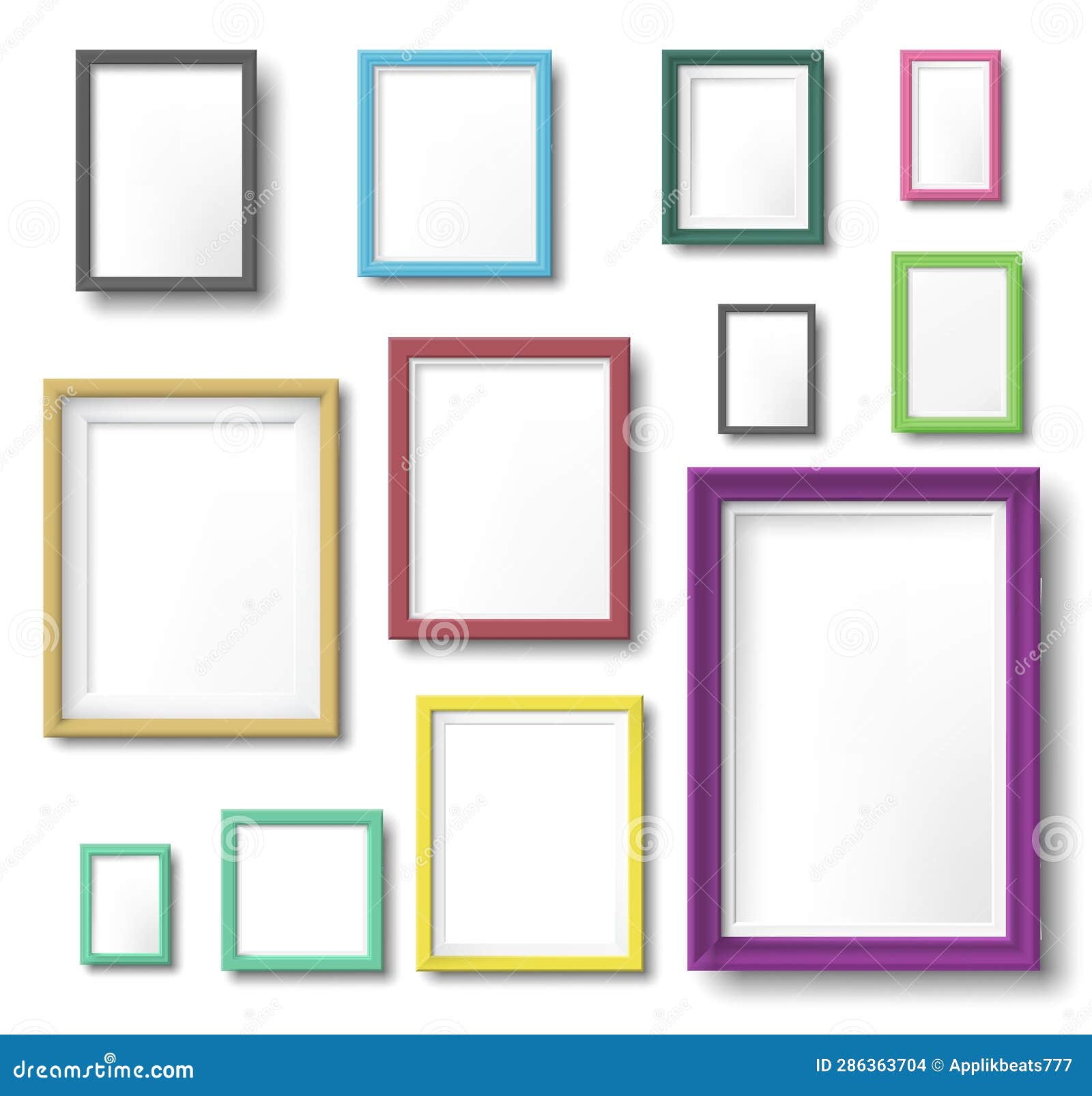 Realistic Color Photo Frame. Rectangular Picture Frame Hanging Wall ...