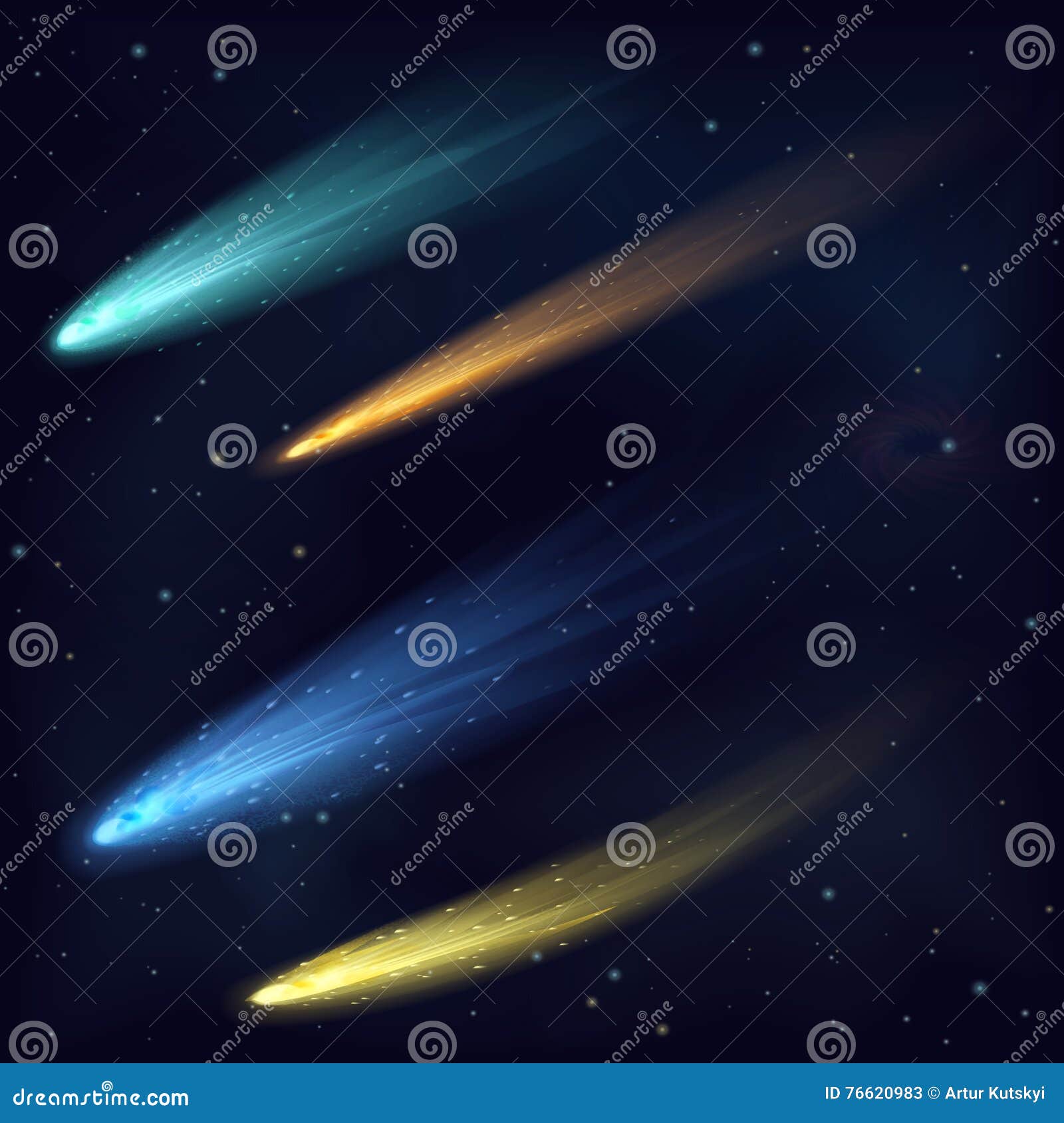 Vector Meteor Rain, Tent And Fir Trees, Shining Meteors On The Sky ...