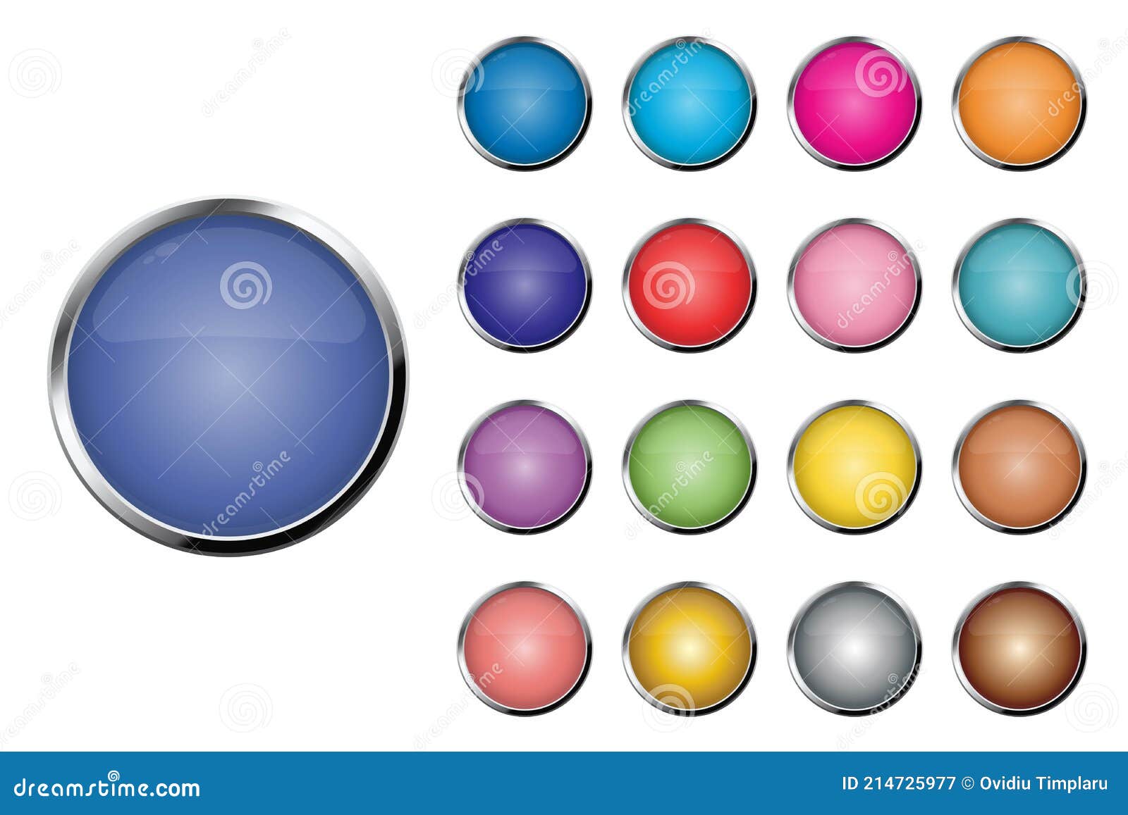 Realistic Colored Buttons Vector Illustration Isolated on White Stock ...