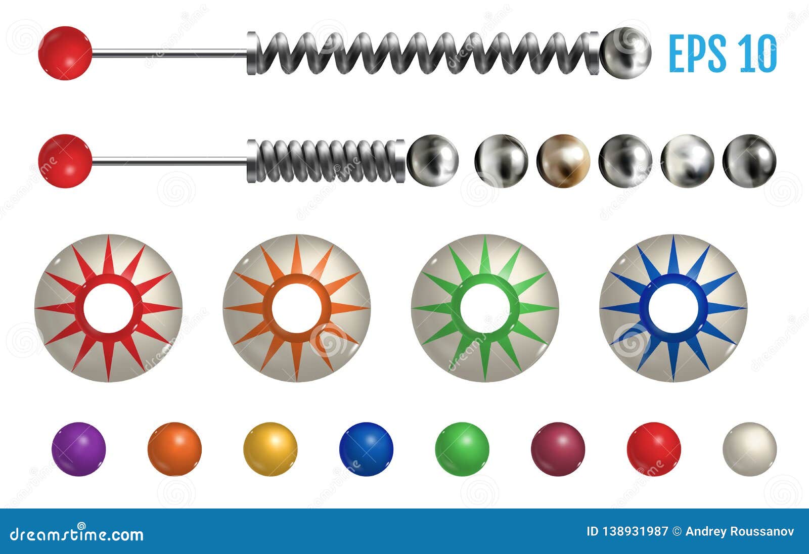 Pinball Elements. Realistic Set with Different Tools Stock Vector ...