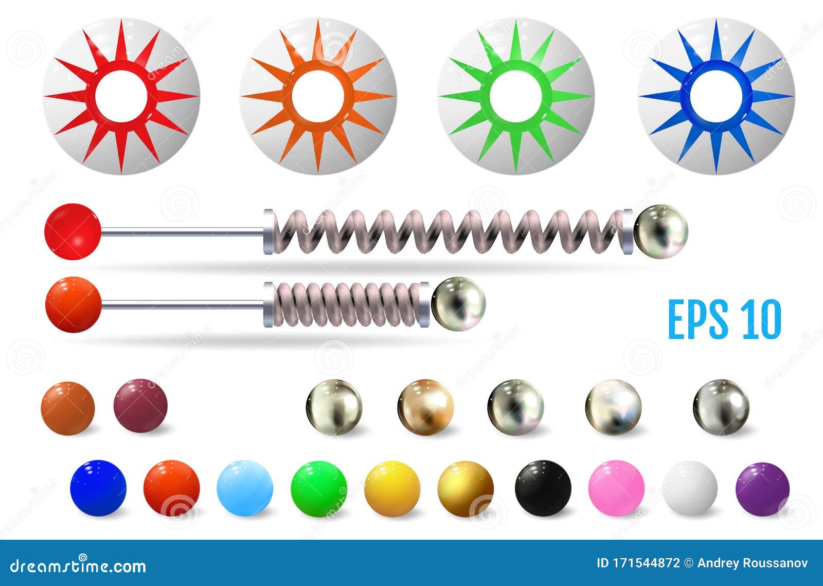 Realistic Colored Pinball Elements Stock Vector - Illustration of ...