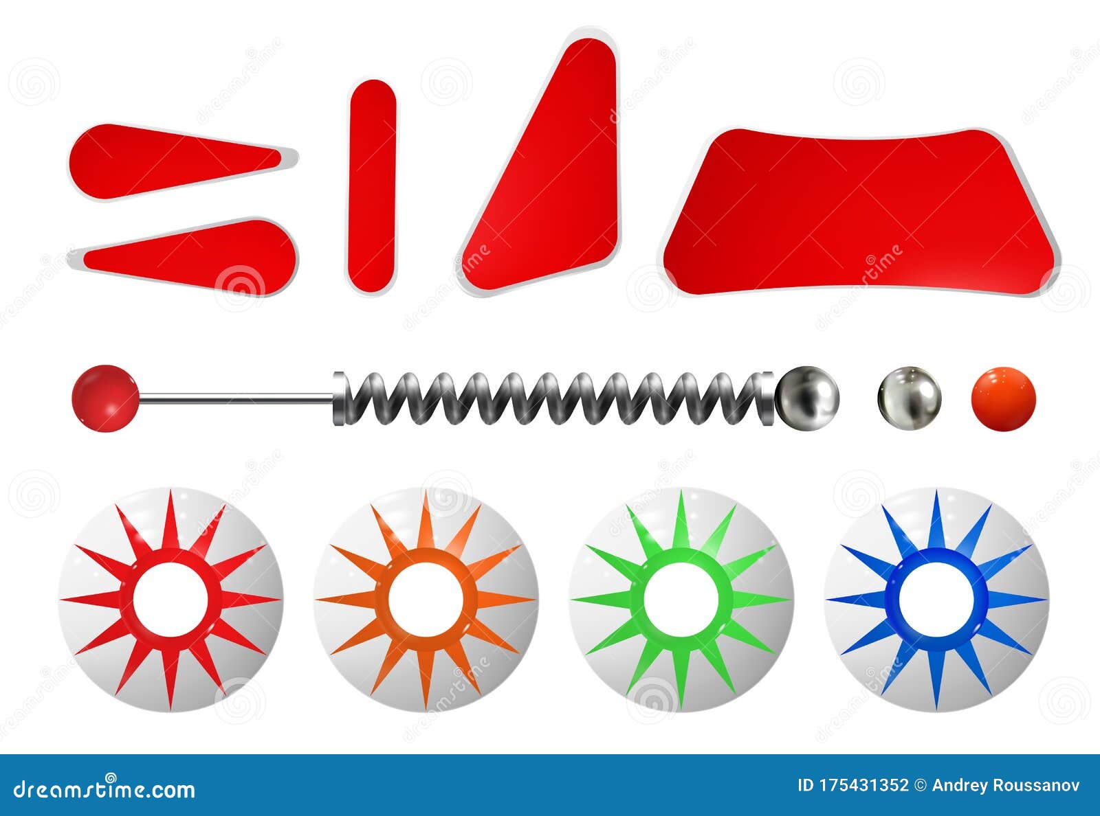 Realistic Colored Pinball Elements Stock Vector - Illustration of ...