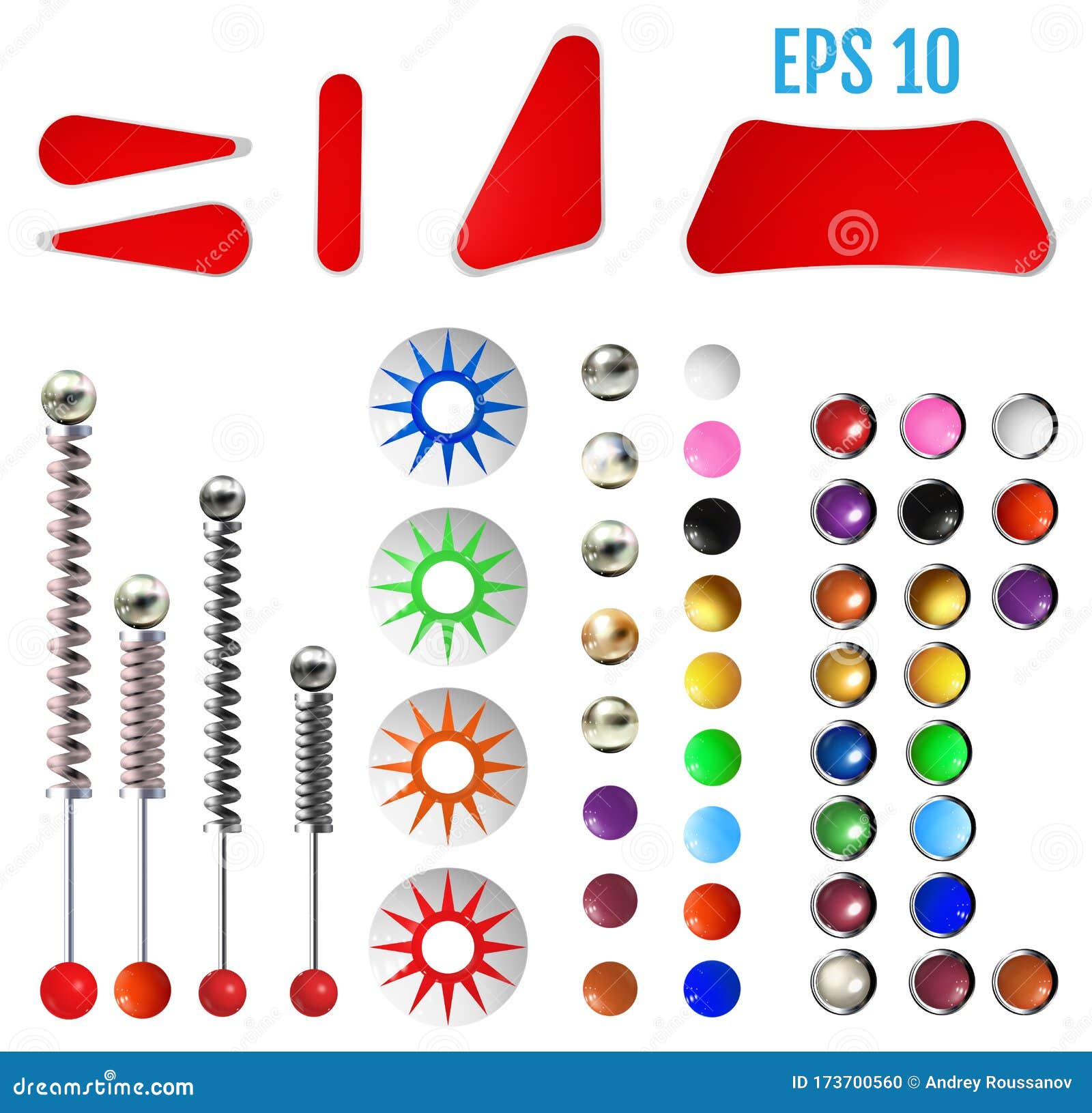 Realistic Colored Pinball Elements. Vector Stock Vector - Illustration ...