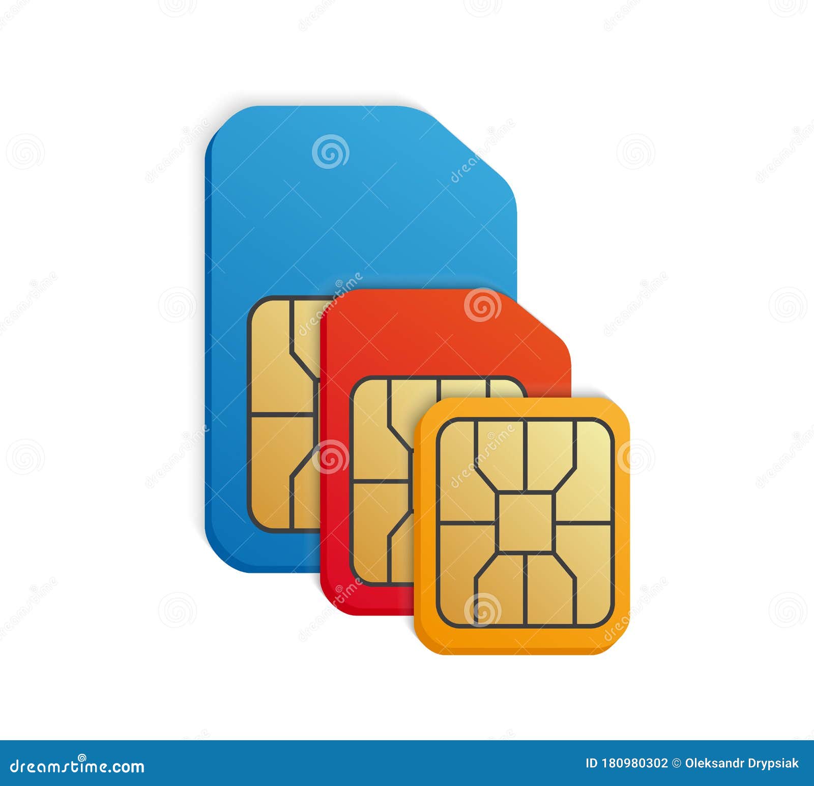 Realistic Colored SIM Card Set. Standard, Micro, Nano -different Phone ...