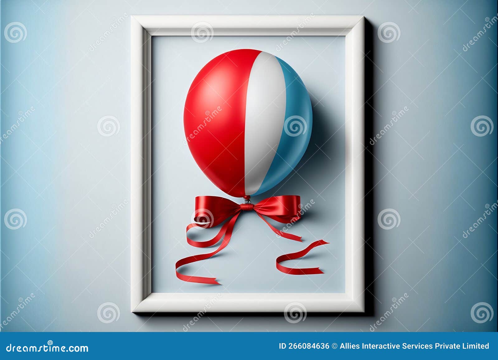Realistic Colorful Balloon with Red Ribbon Inside Vertical Rectangle ...