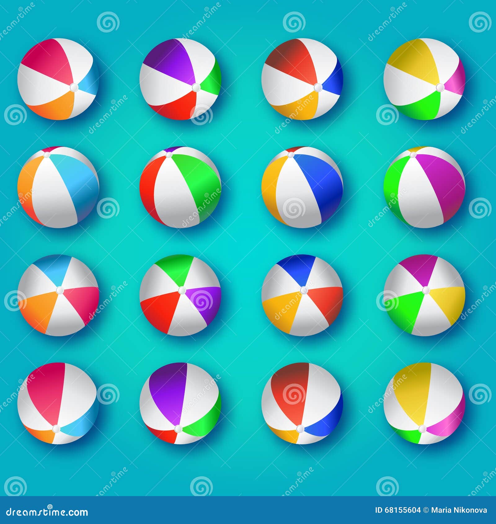 Realistic Colorful Beach Balls Illustration. Stock Vector ...