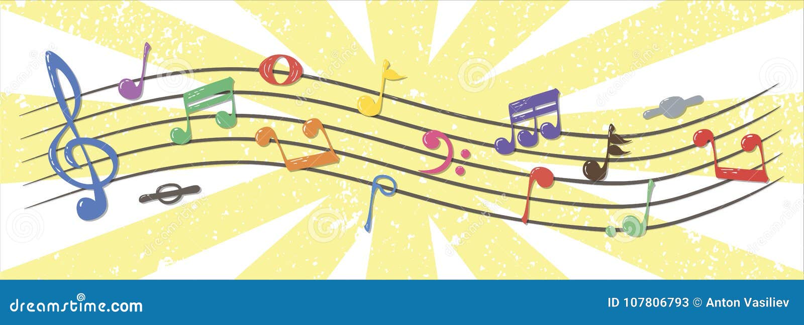 Realistic, Colorful, Flowing Musical Notes, Vector Stock Vector ...