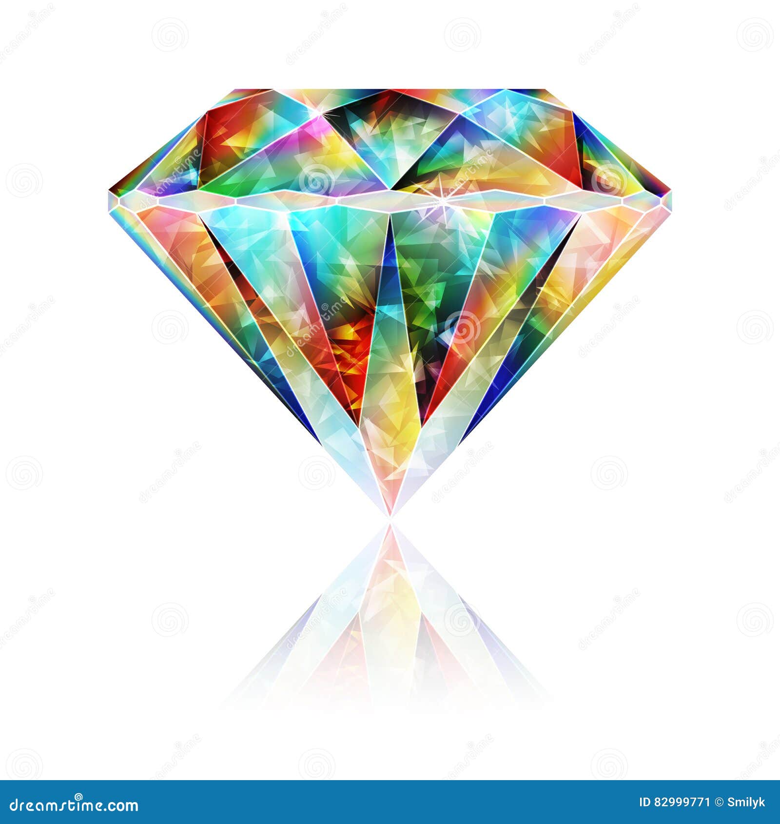 Realistic Colorful Iridescent Gemstone Crystal Stock Vector ...