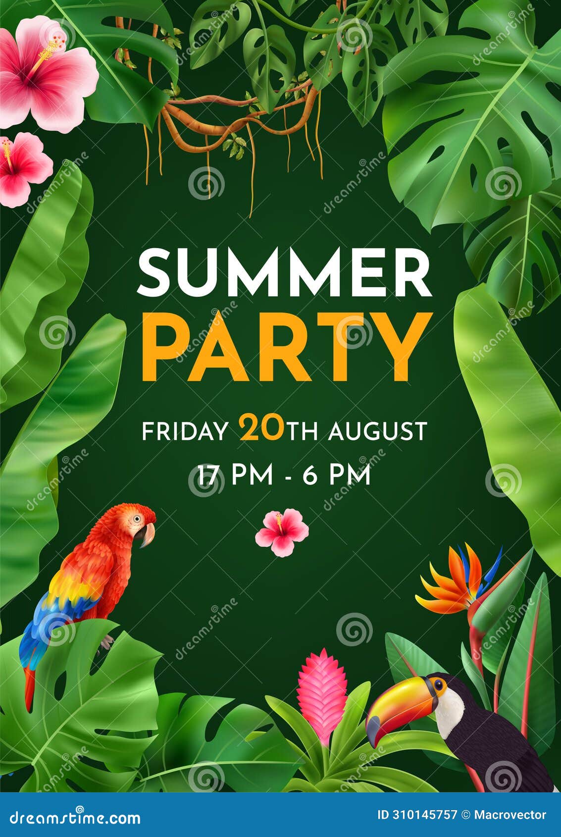 Jungle Poster. Fern Frond Background. Vector Illustration ...