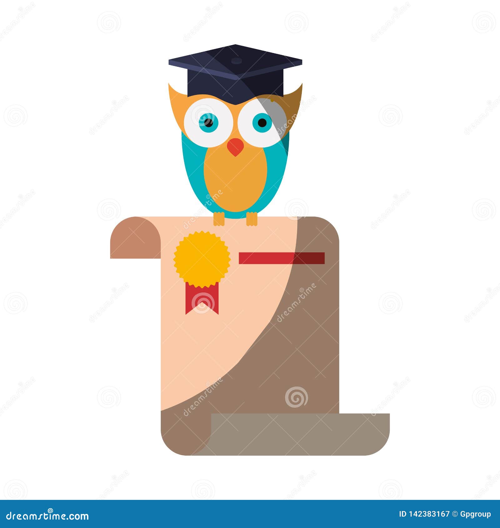 Realistic Colorful Shading Image of Owl Knowledge in Certificate Stock ...