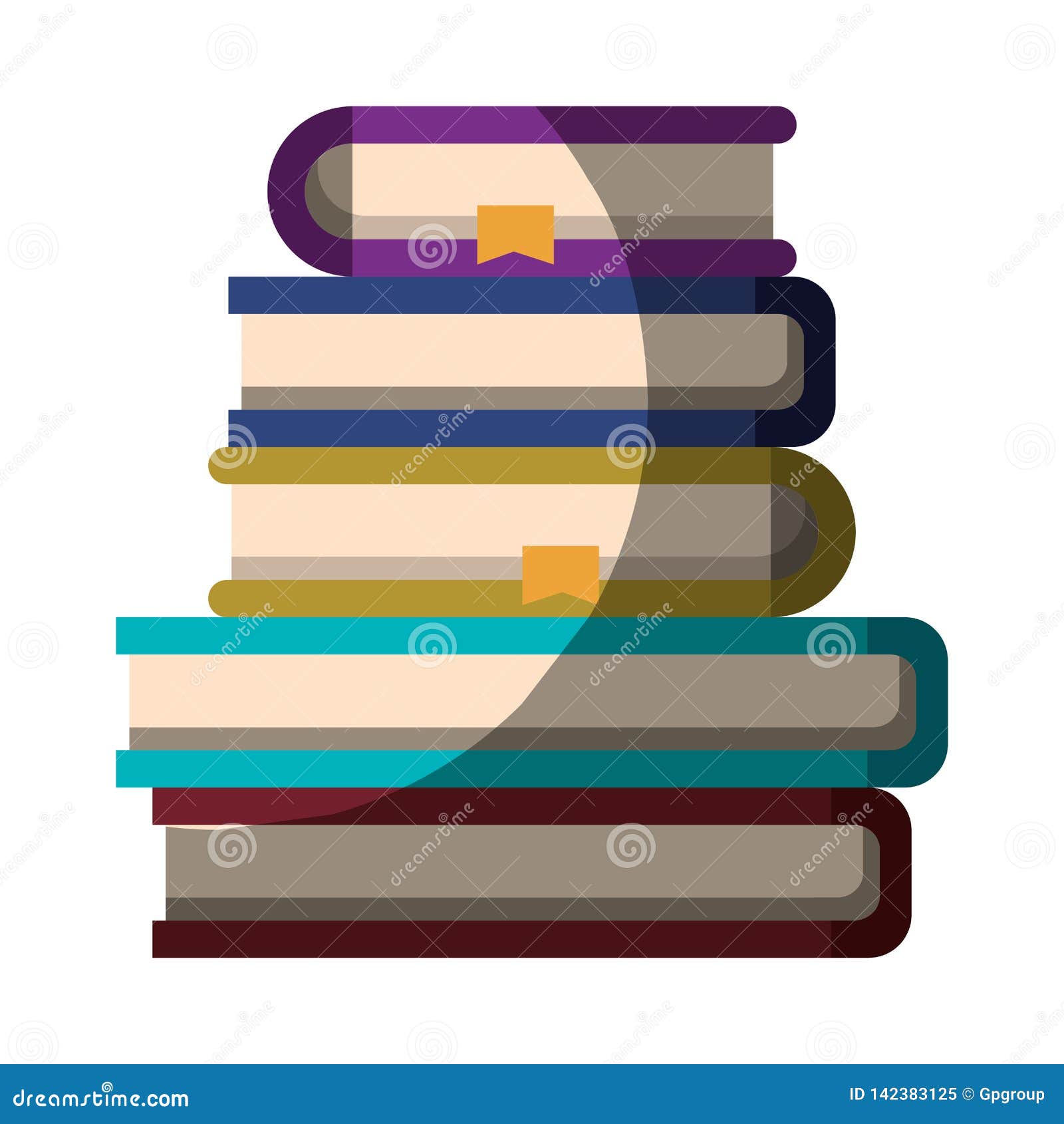 Realistic Colorful Shading Image of Stack of Books with Bookmark Stock ...