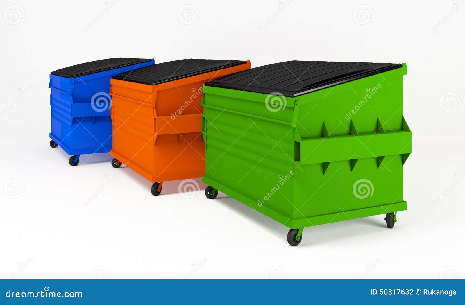 Realistic Colorful Trash Boxes Stock Illustration - Illustration of ...