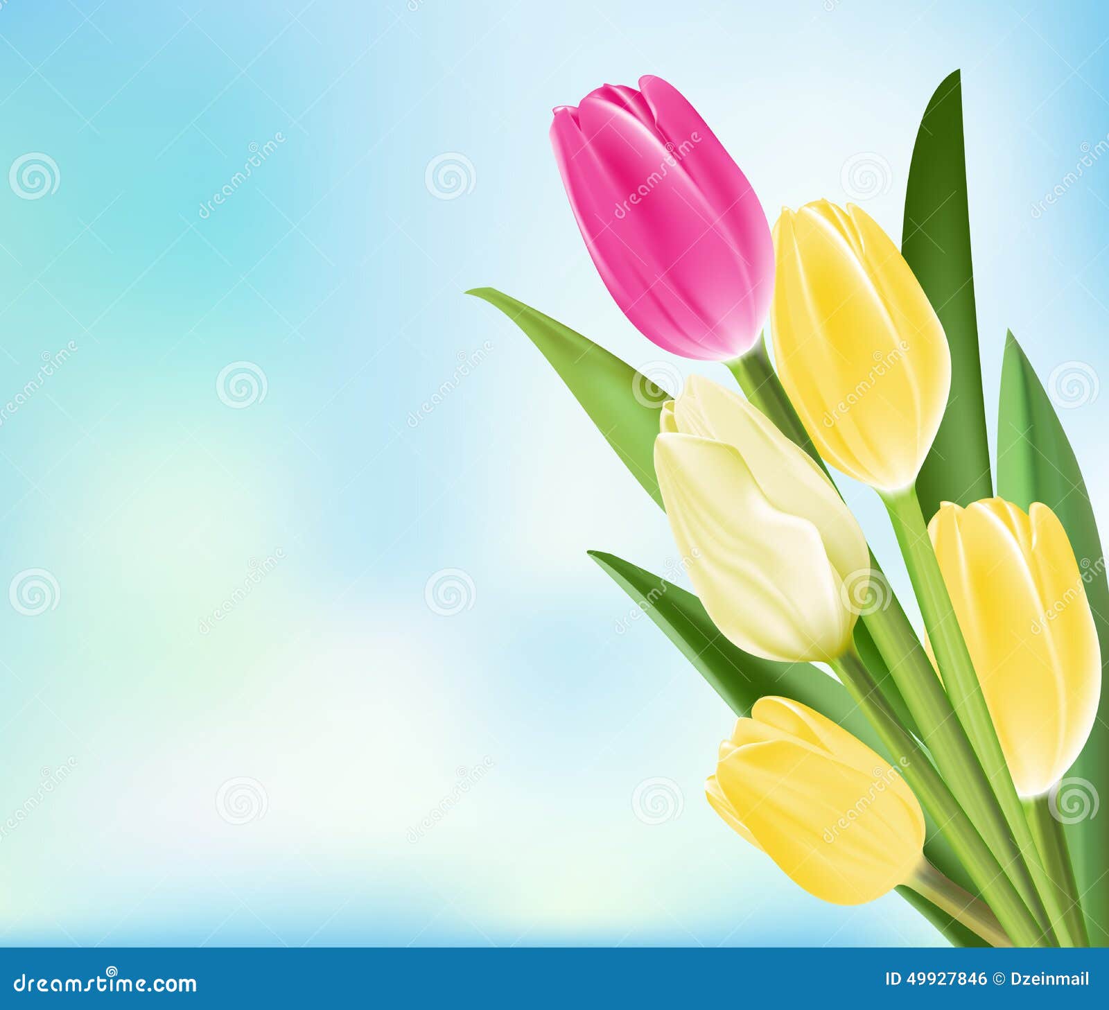 Realistic Colorful Tulips in Background Stock Vector - Illustration of ...