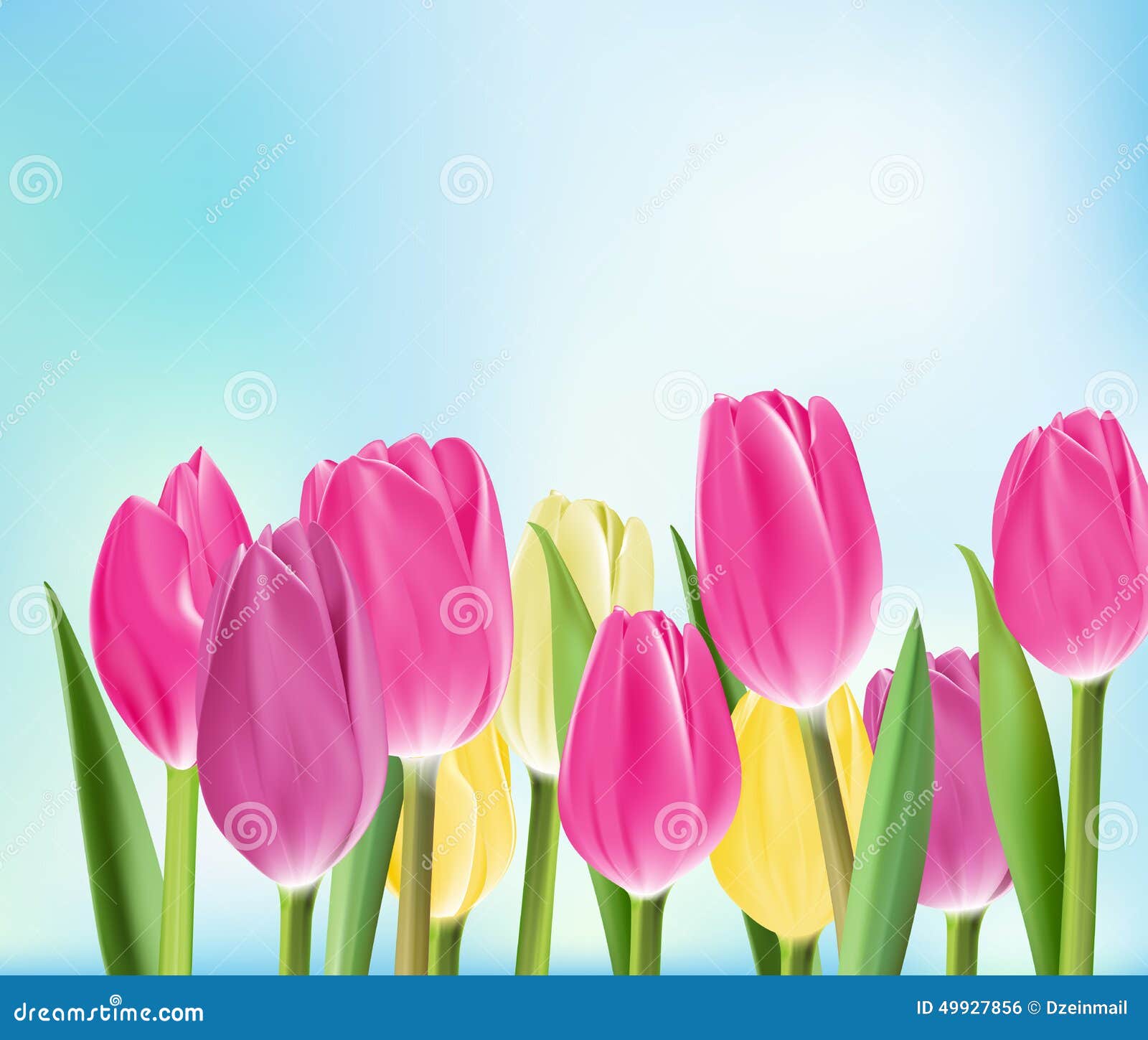Realistic Colorful Tulips in Background Stock Vector - Illustration of ...