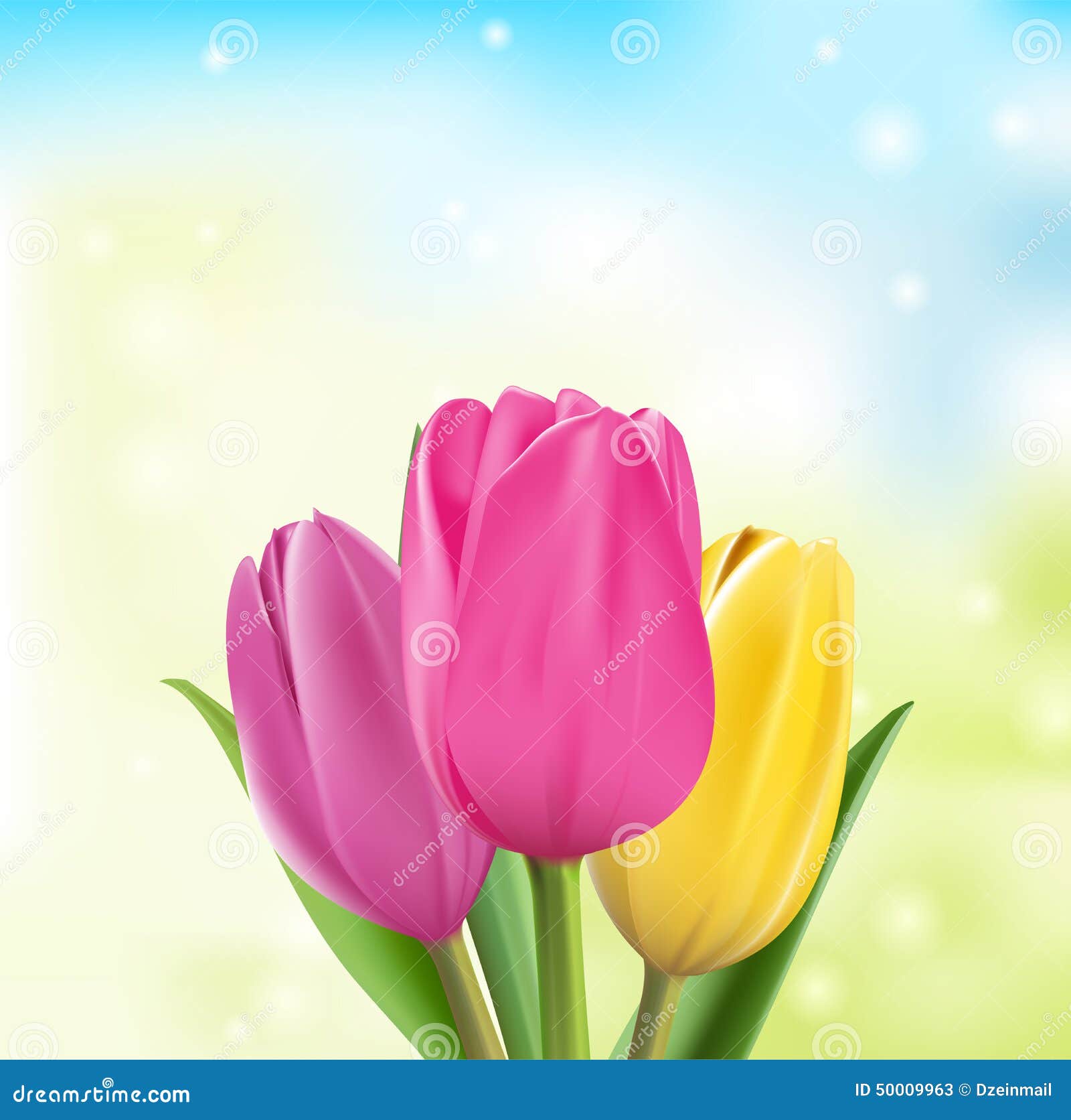 Realistic Colorful Tulips in Background Stock Vector - Illustration of ...