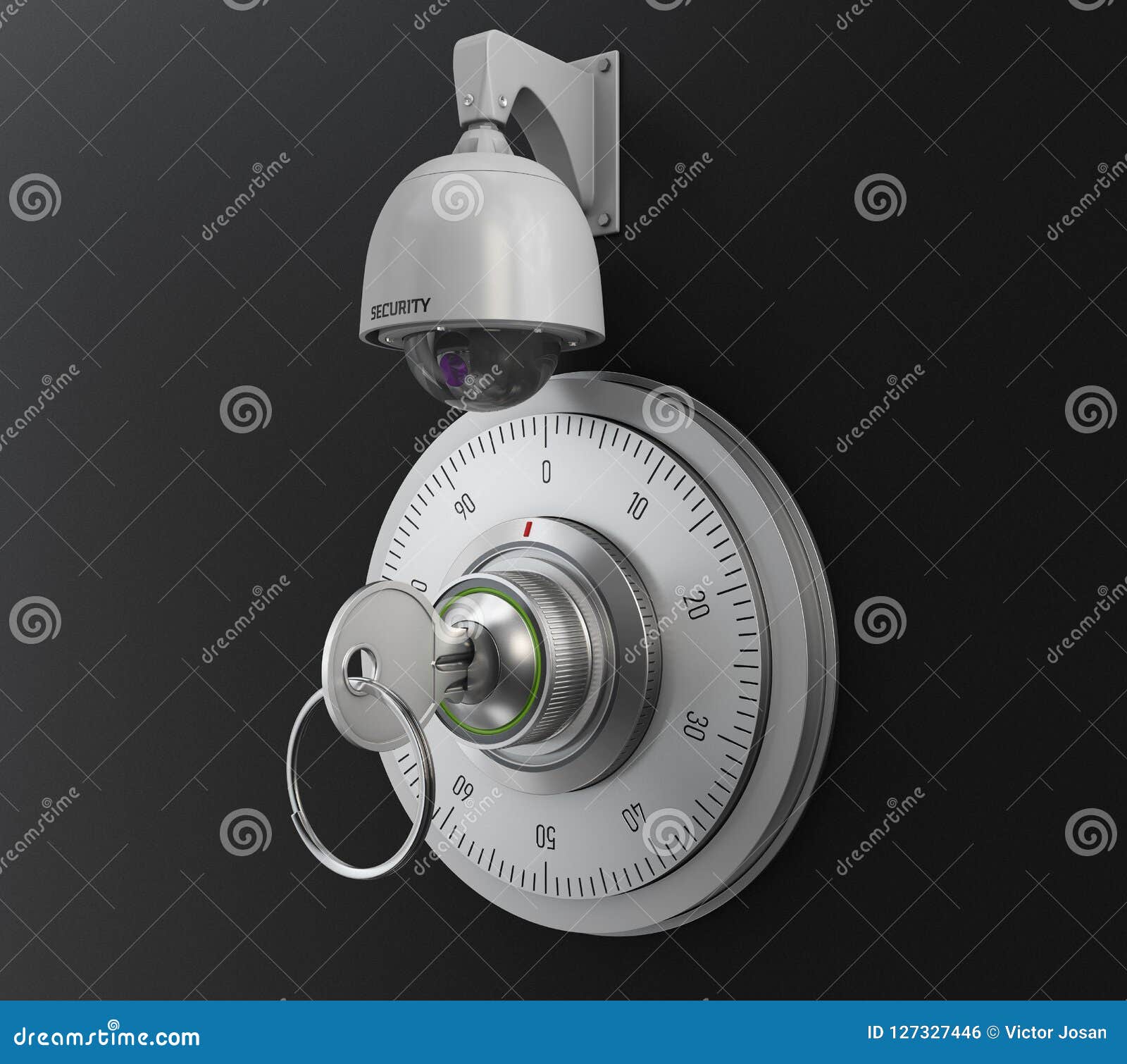 Realistic Combination Metal Safe Lock On Radial Polished Black Metal ...