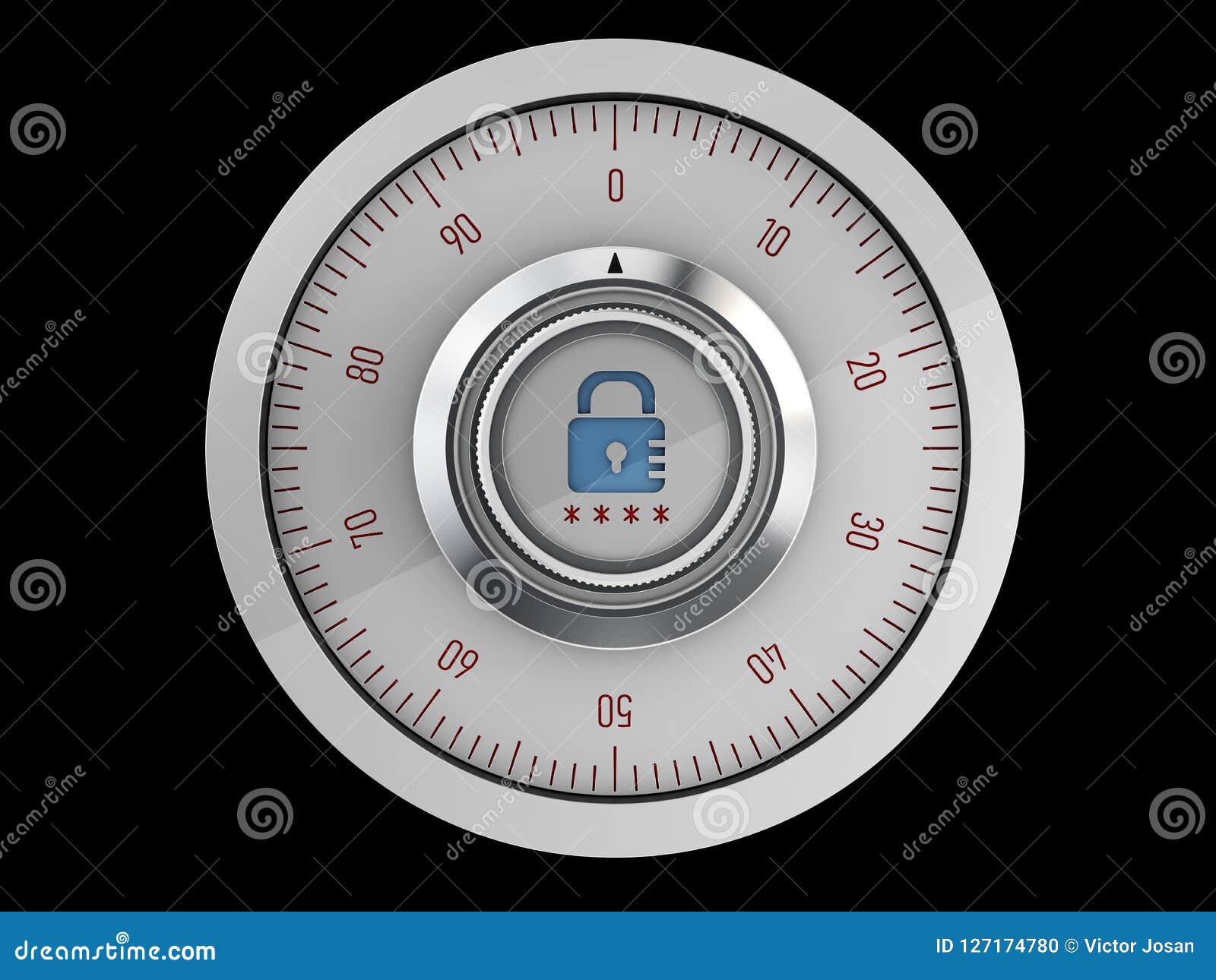 Realistic Combination Safe Lock. Isolated on Black Background. 3d ...