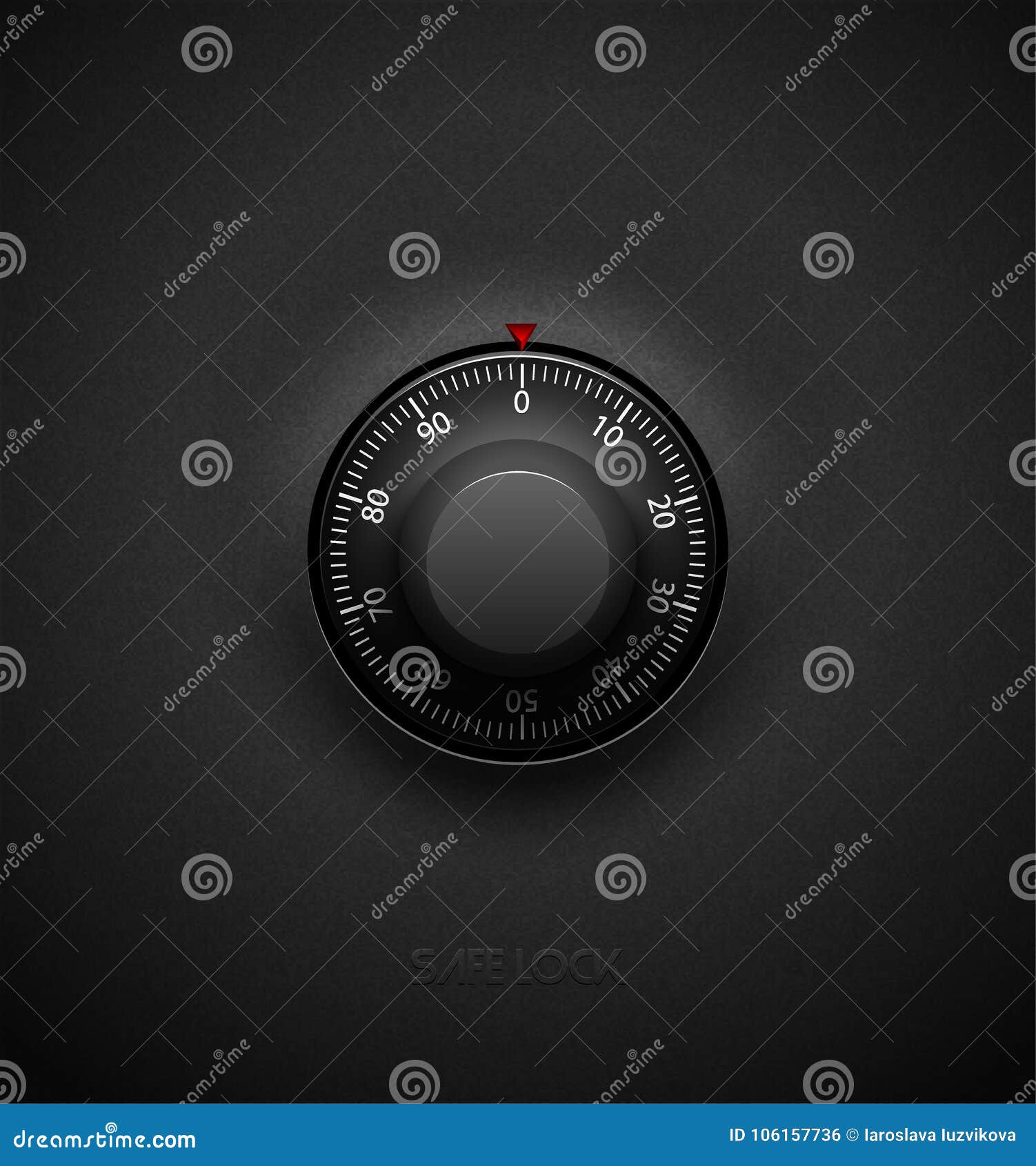 Realistic Combination Metal Safe Lock On Radial Polished Black Metal ...