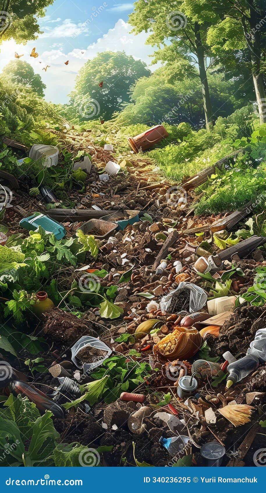 Realistic Compost Pile Filled With Kitchen Scraps, Yard Waste, Insects ...
