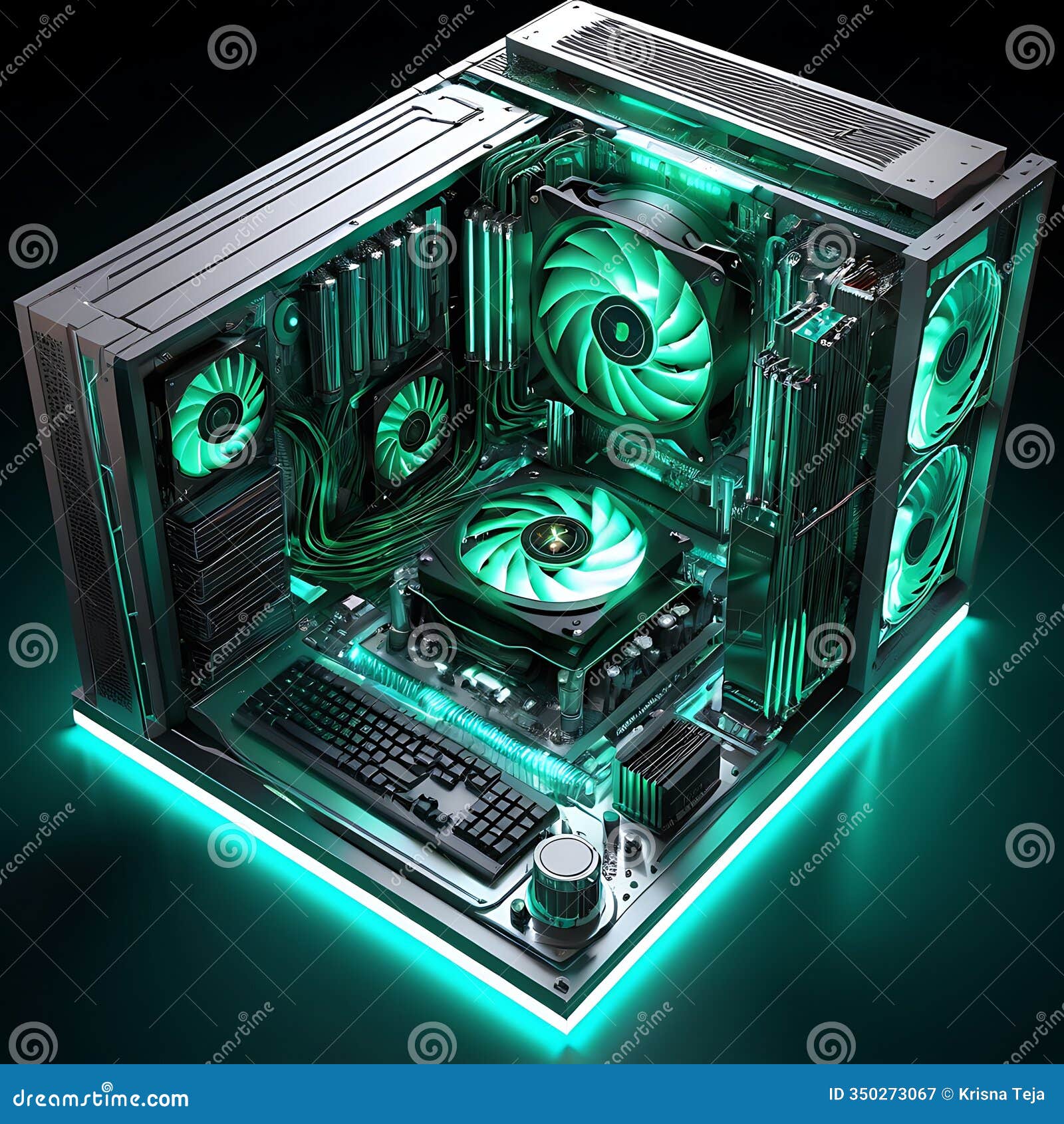 Isometric Liquid Cooling Tech in Computer Interior Stock Illustration ...