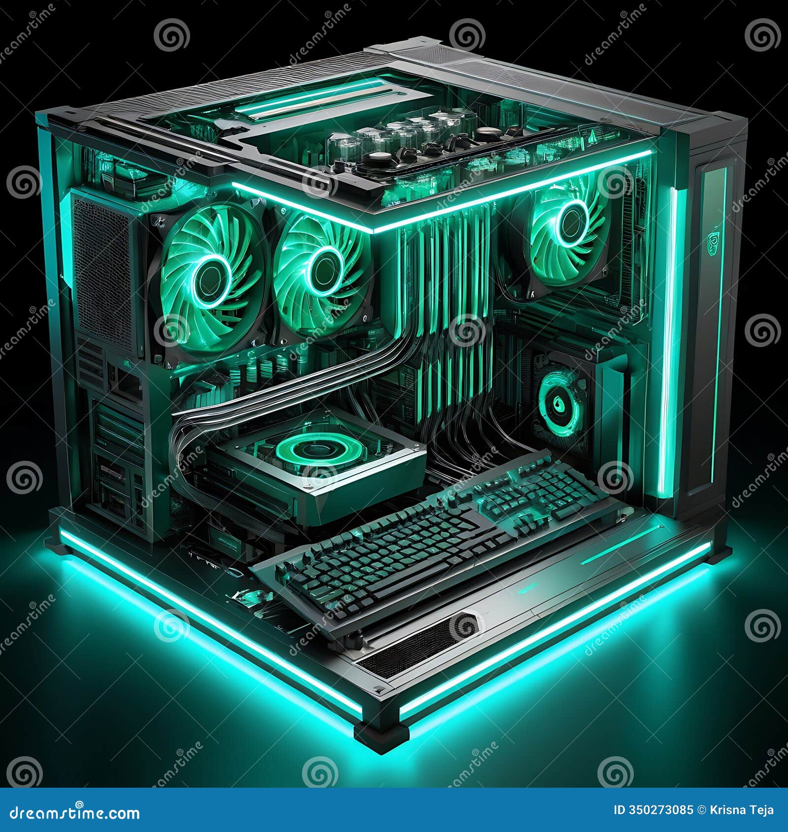 Isometric Liquid Cooling Tech in Computer Interior Stock Illustration ...