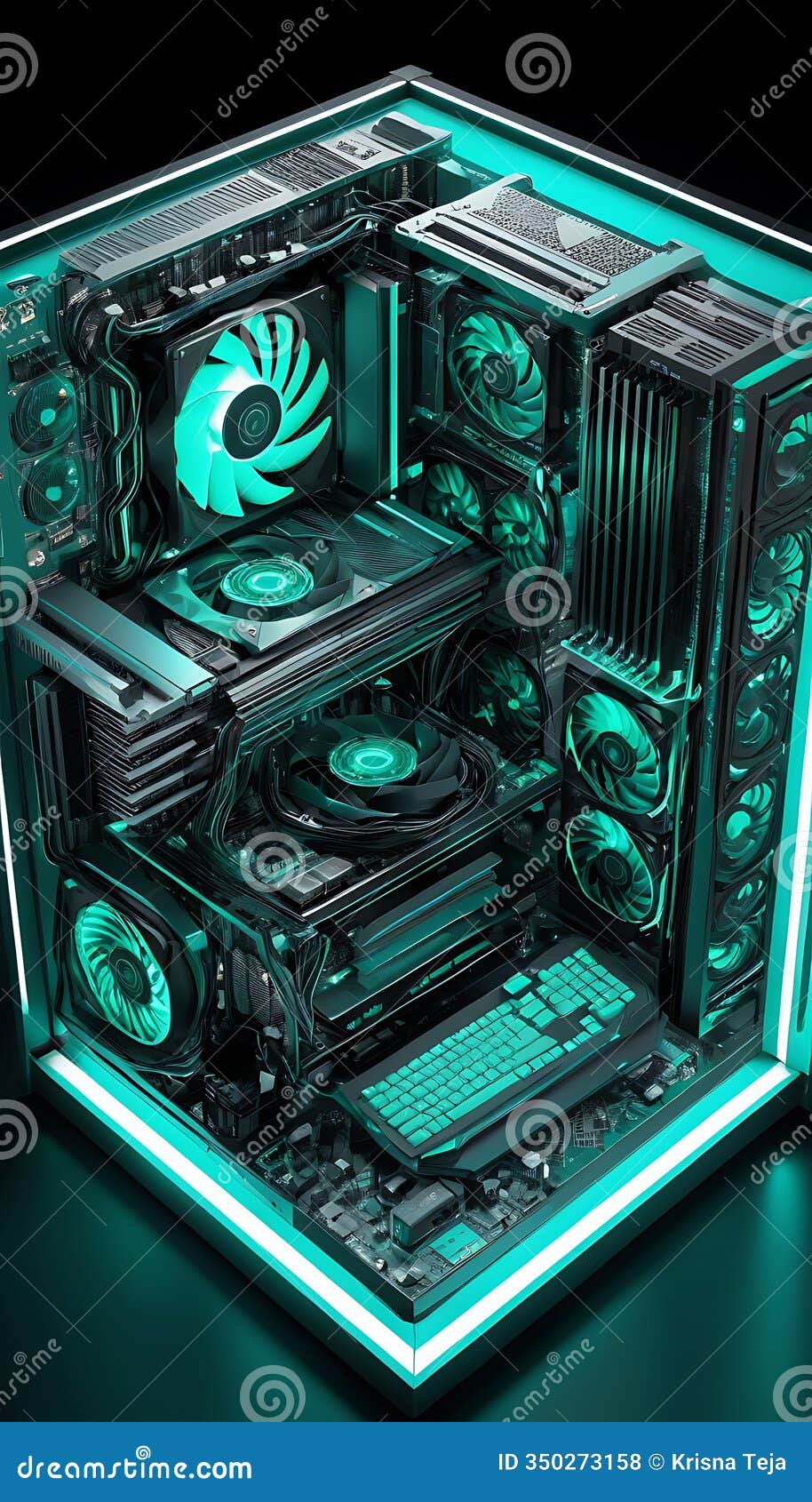 Isometric Liquid Cooling Tech in Computer Interior Stock Illustration ...