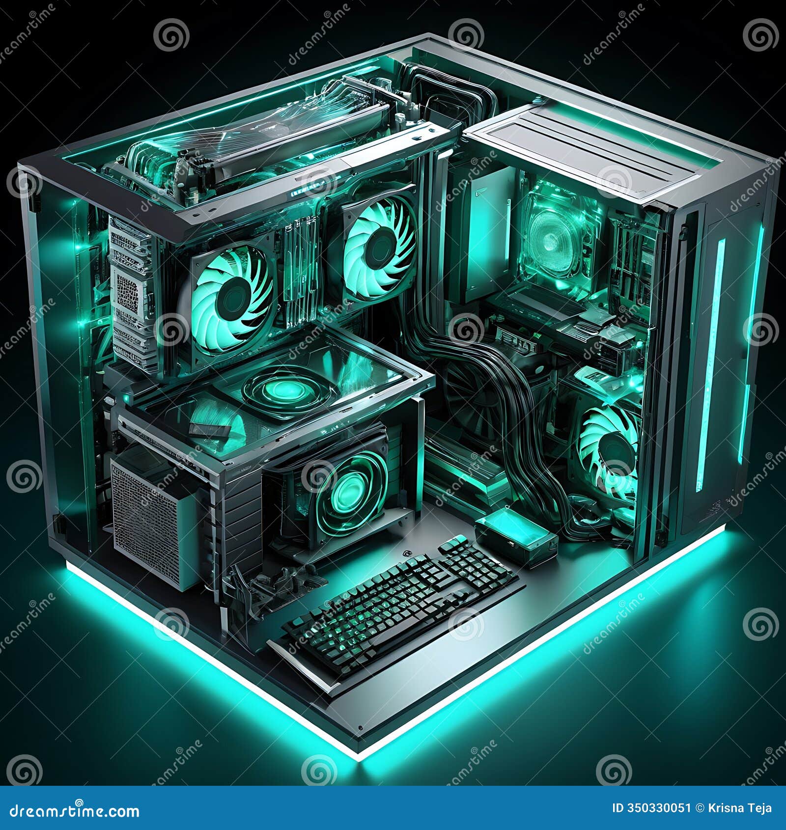 Isometric Liquid Cooling Tech in Computer Interior Stock Illustration ...