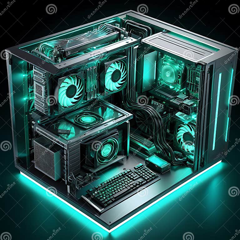 Isometric Liquid Cooling Tech in Computer Interior Stock Illustration ...