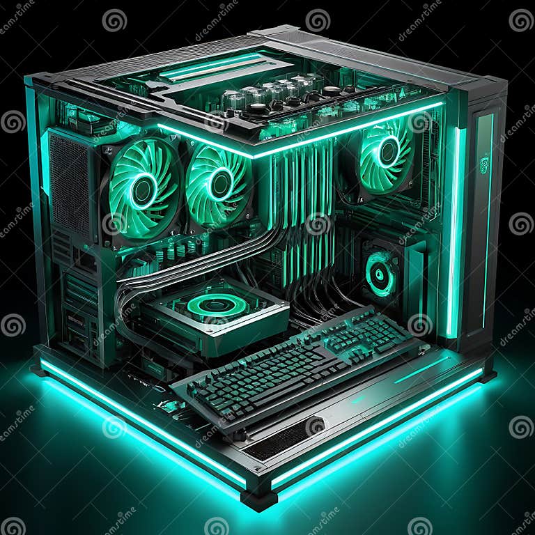 Isometric Liquid Cooling Tech in Computer Interior Stock Illustration ...