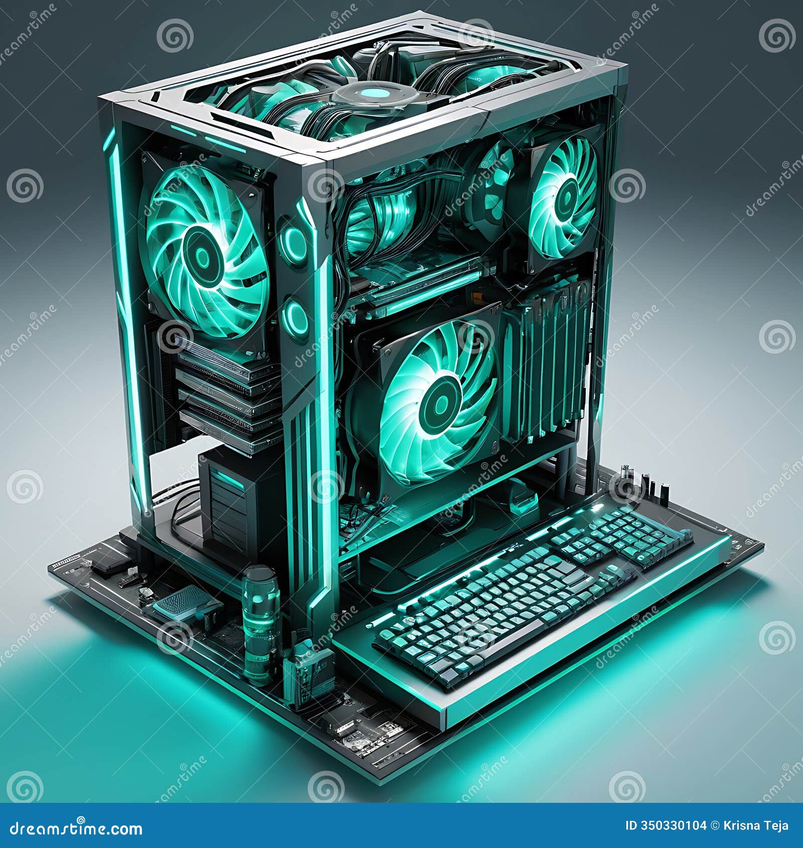 Isometric Liquid Cooling Tech in Computer Interior Stock Illustration ...