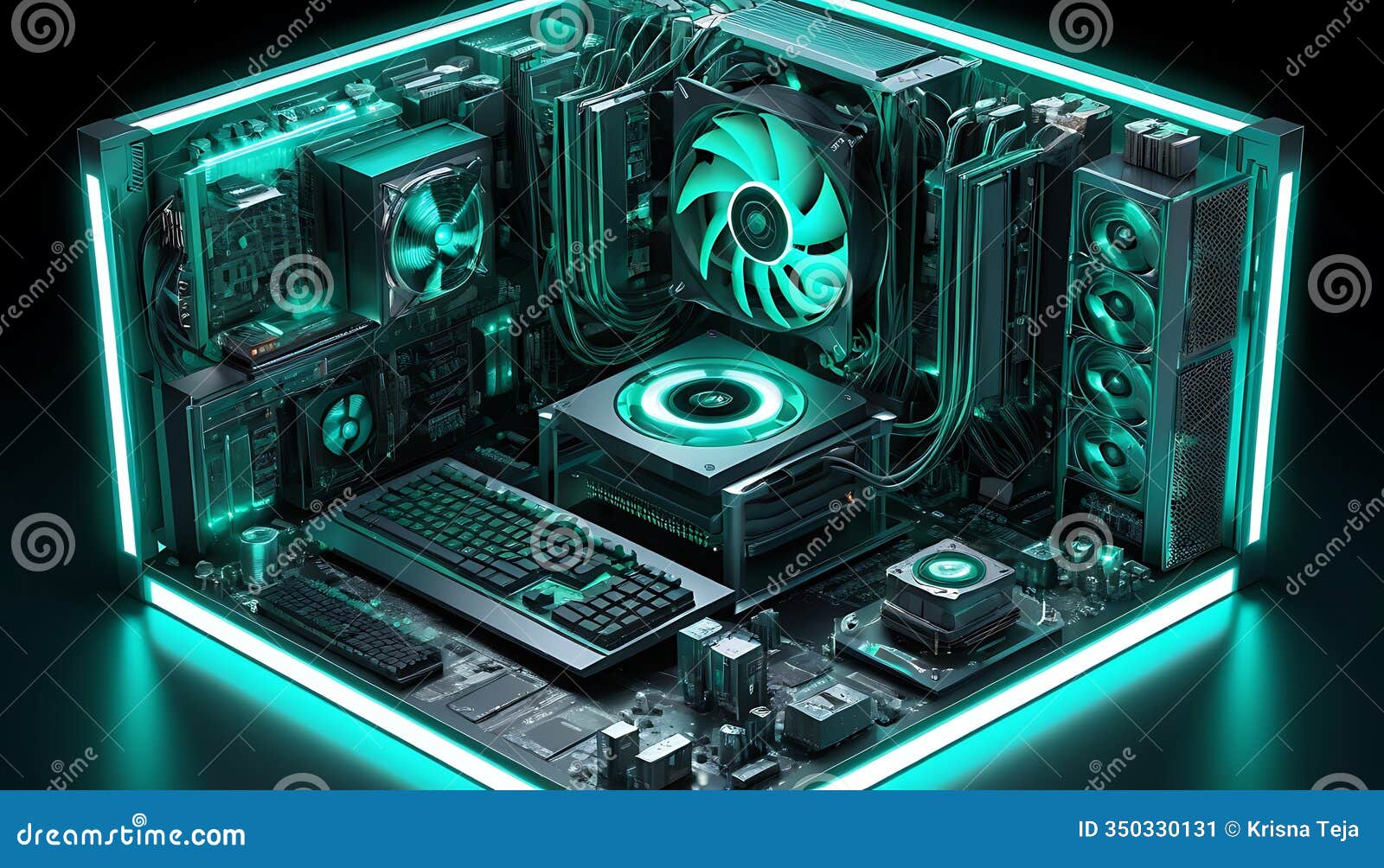Isometric Liquid Cooling Tech in Computer Interior Stock Illustration ...