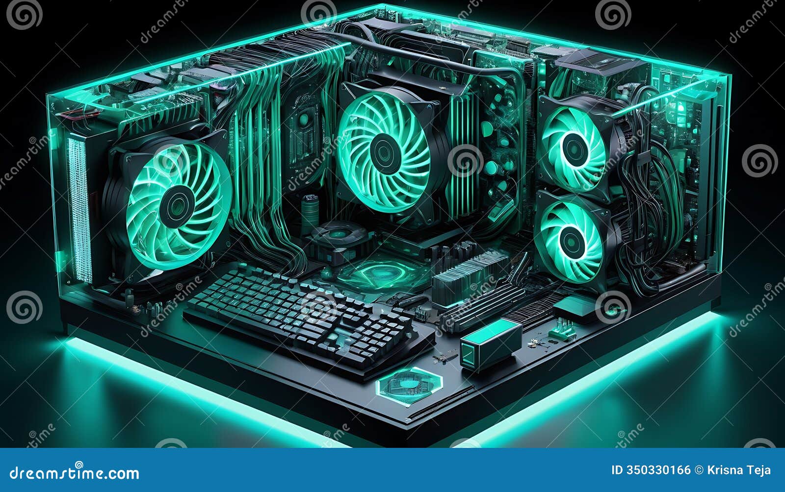 Isometric Liquid Cooling Tech in Computer Interior Stock Illustration ...
