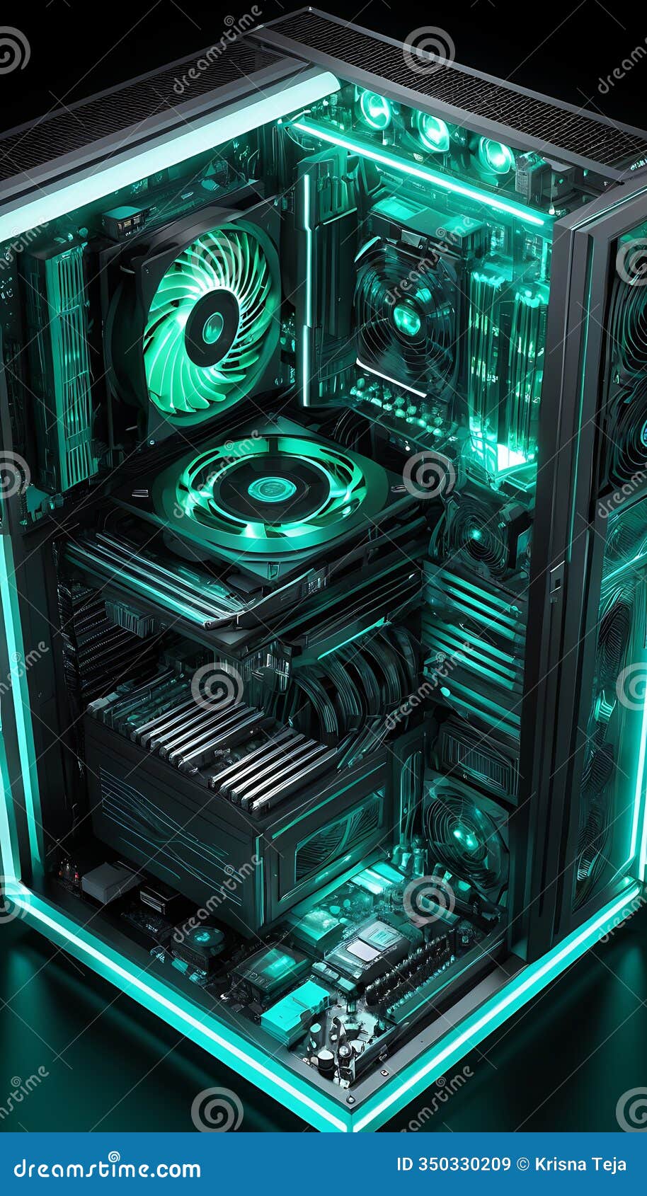 Isometric Liquid Cooling Tech in Computer Interior Stock Illustration ...