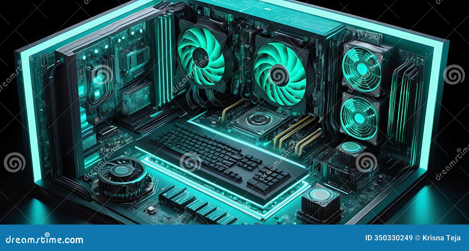 Isometric Liquid Cooling Tech in Computer Interior Stock Illustration ...