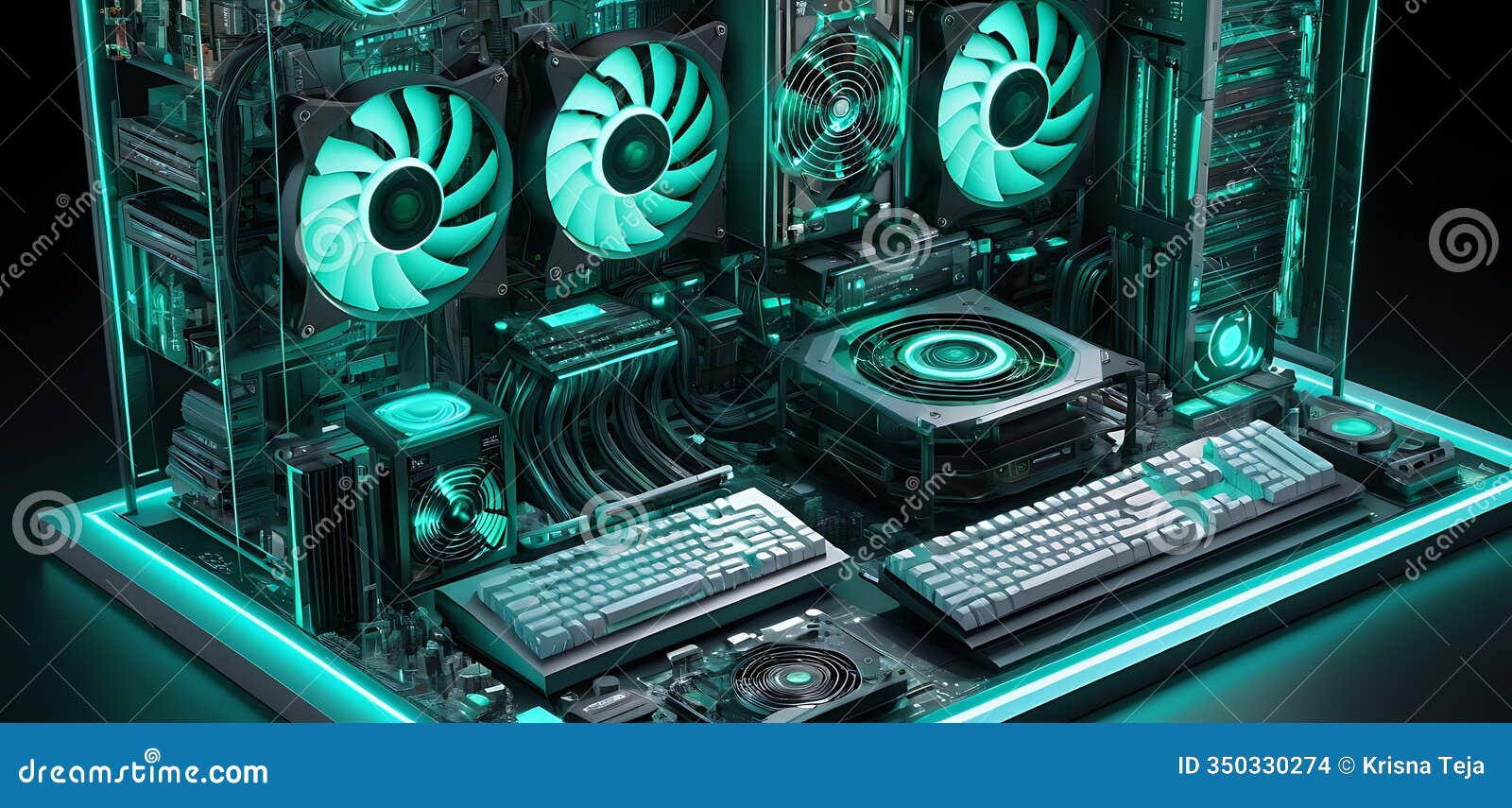 Isometric Liquid Cooling Tech in Computer Interior Stock Illustration ...